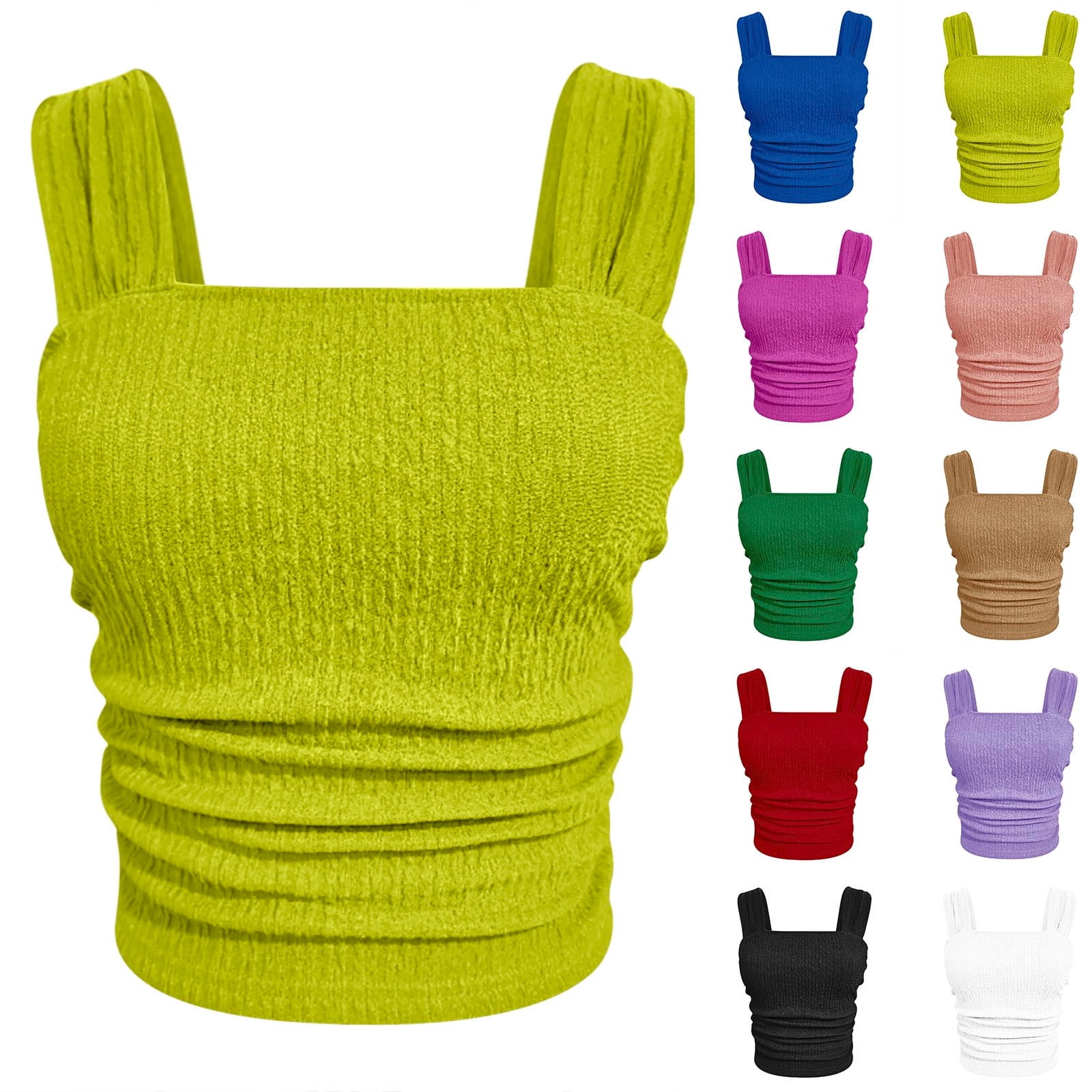 Asxite Tank Tops for Women Sleeveless Crop Trendy Bateau Neck Spaghetti ...