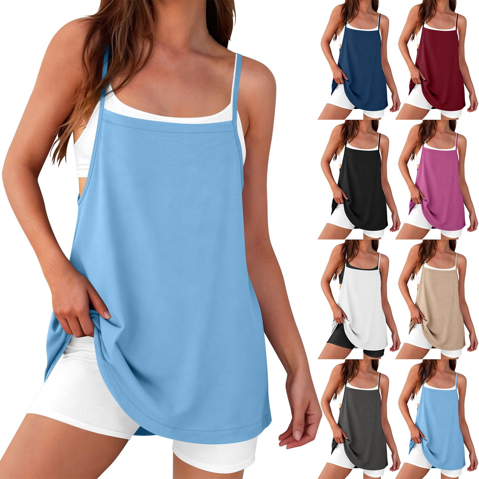 Asxite Tank Tops for Women Sleeveless Solid Color Bateau Neck Backless ...