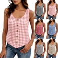 Asxite Tank Tops for Women Sleeveless Trendy Plaid Print Round Neck ...