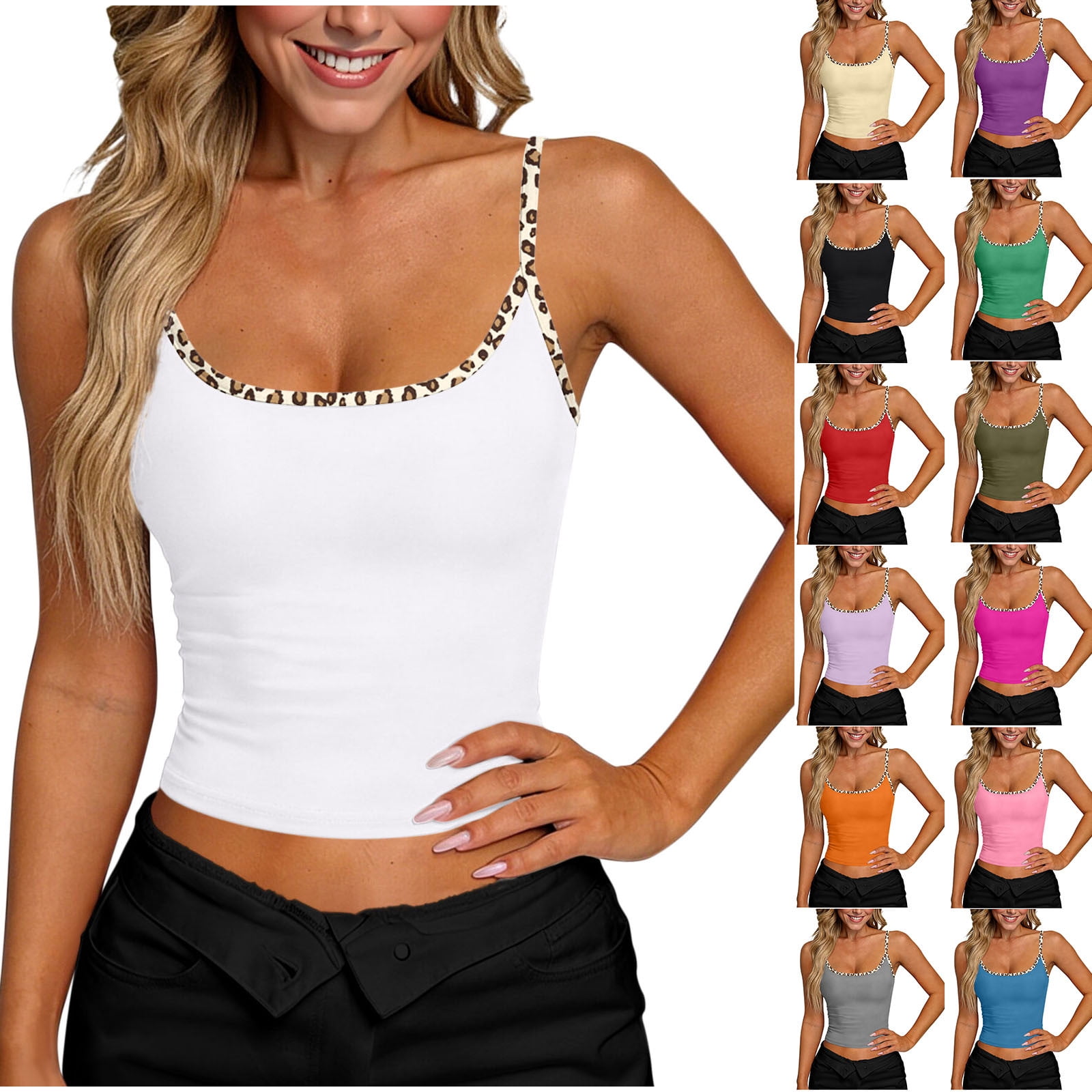 Asxite Tank Tops for Women Sleeveless Trendy Print Spaghetti Strap ...