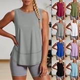 Asxite Tank Tops for Women Sleeveless Trendy Solid Color Round Neck ...
