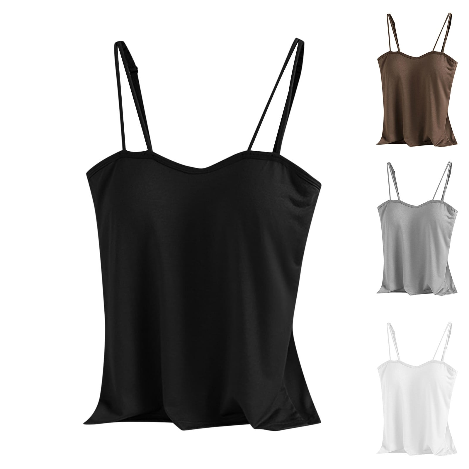 Asxite Tank Tops for Women Sleeveless Trendy Solid Color Spaghetti ...