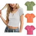 Asxite Toddler Girls Tshirt Solid Color Ribbed Short Sleeve Crew Neck ...