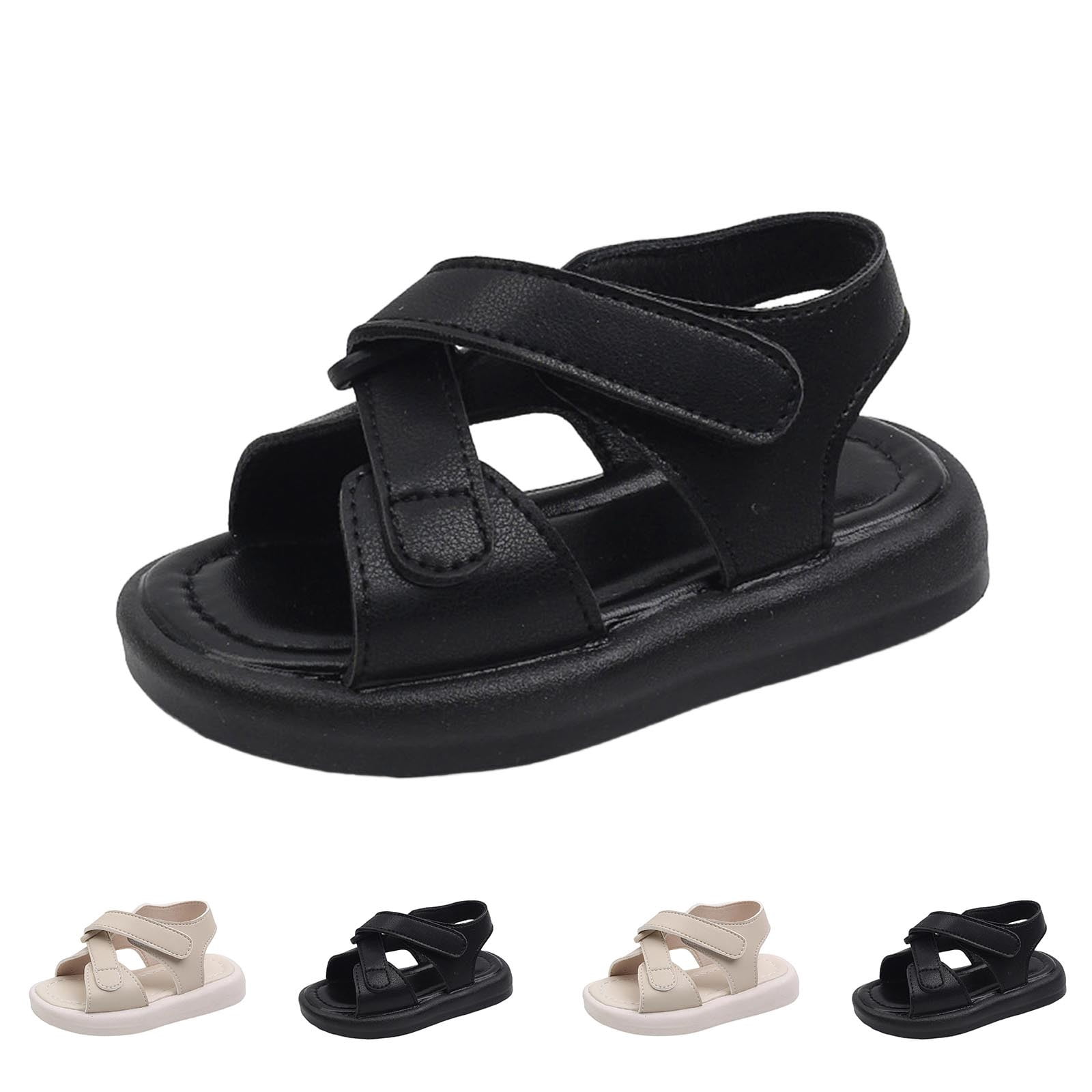 Asxite Toddler Sandals Boy Summer Solid Color Open Toe Learning Walk ...