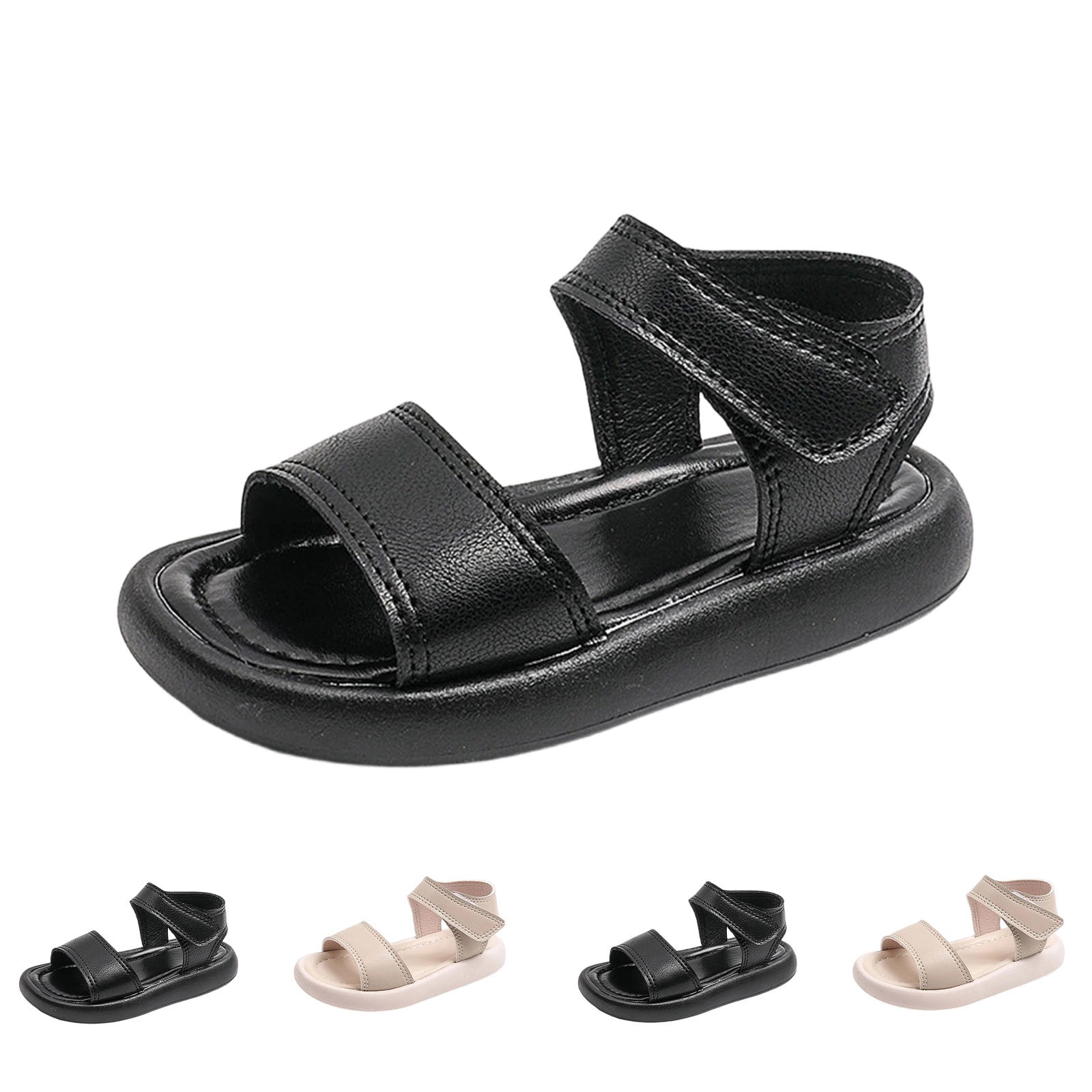 Asxite Toddler Sandals Kids Summer Solid Color Open Toe Learning Walk ...