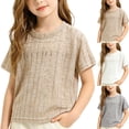 Asxite Toddler Tshirt Solid Color Short Sleeve Crew Neck Cutout Knit ...