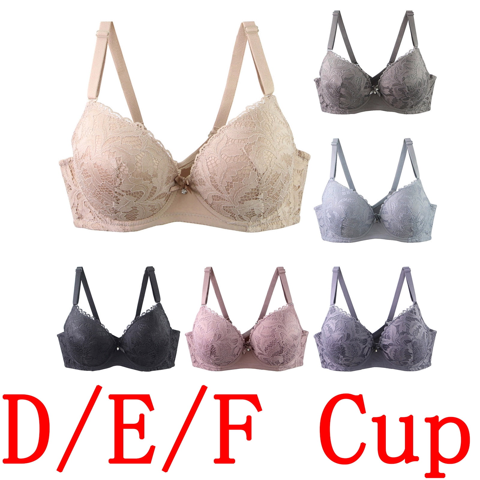 Asxite Women Thin Lace Solid Underwire F Cup Lift Support Full Cup Bra ...