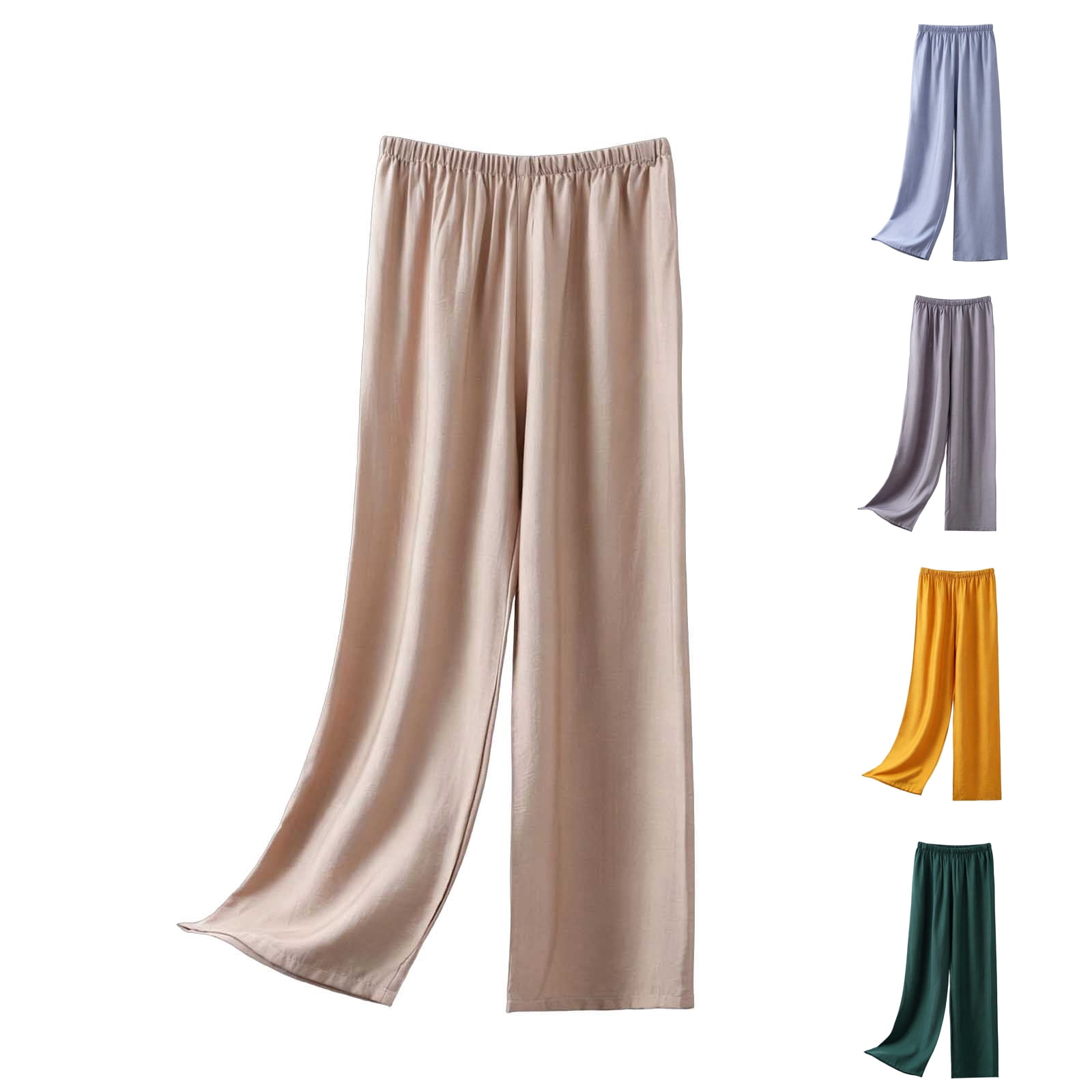 Asxite Womens Pajamas Pants Breathable Solid Thin Casual Loose Long ...