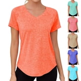 Asxite Womens Tops Raglan Sleeve V Neck Curved Hem Fast Dry Back Slit ...
