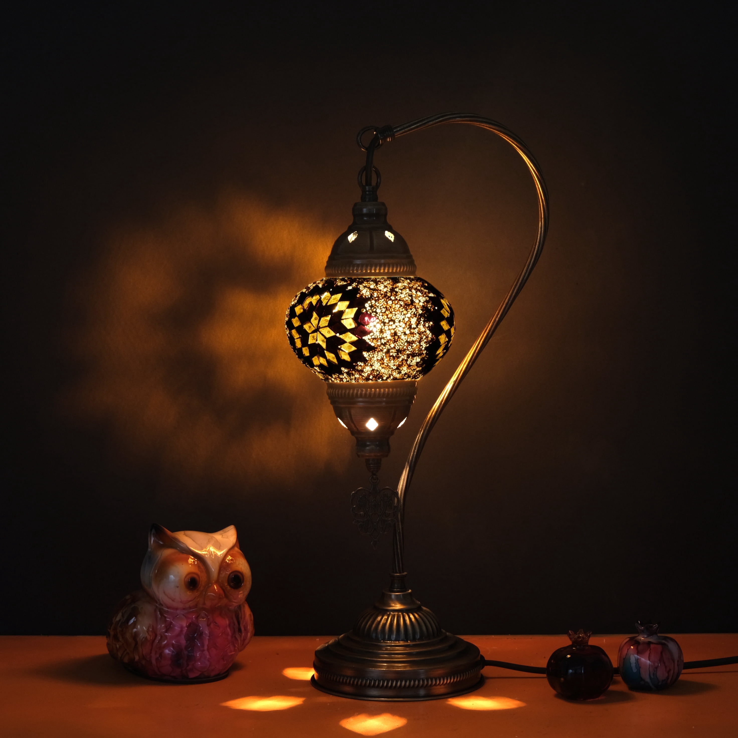 Asylove Mosaic Moroccan Swan Lamp, Turkish Tiffany Lamp, Decorative ...