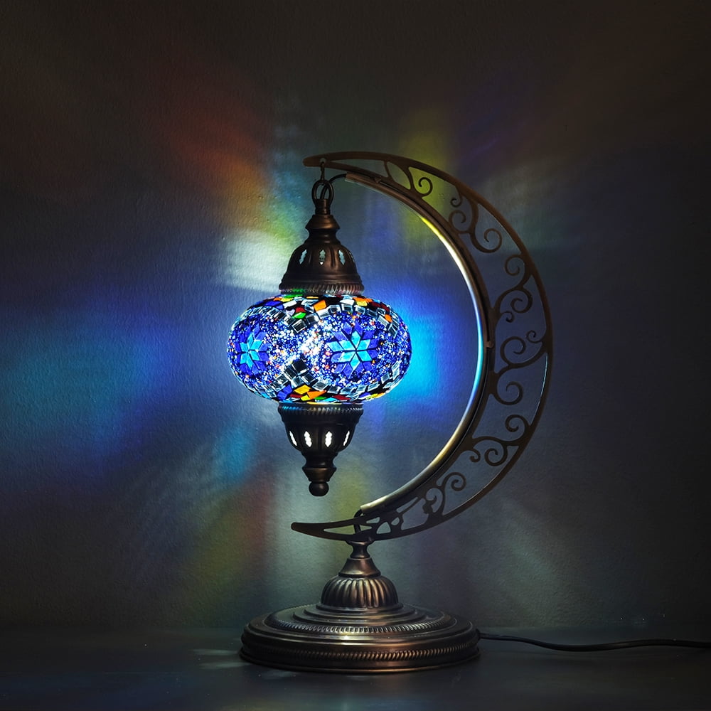 Asylove Turkish Moon Lamp - Mosaic Moroccan Table & Floor Light ...