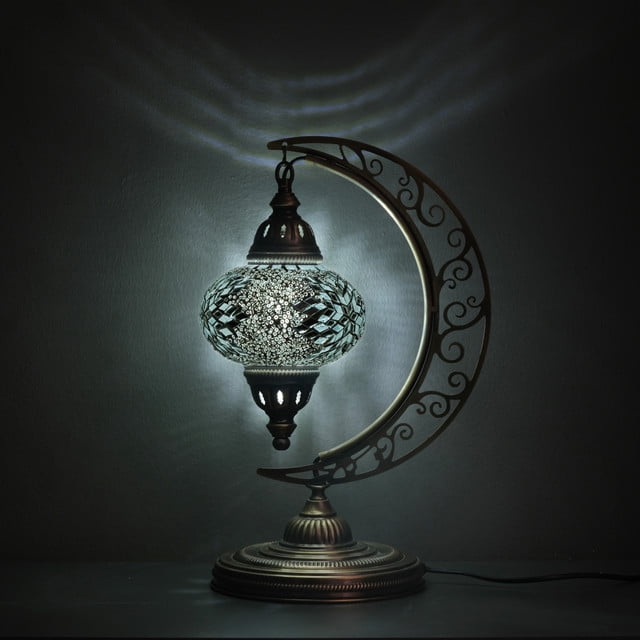Asylove Turkish Moon Lamp - Mosaic Moroccan Table & Floor Light ...