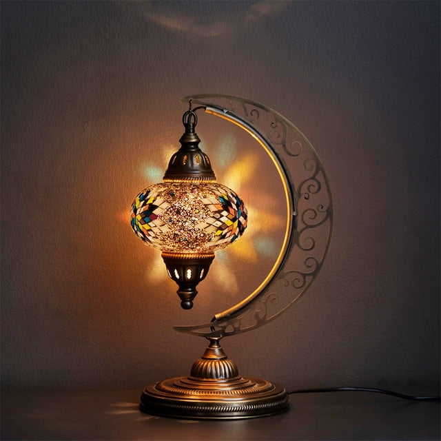 Asylove Turkish Moon Lamp - Mosaic Moroccan Table & Floor Light ...