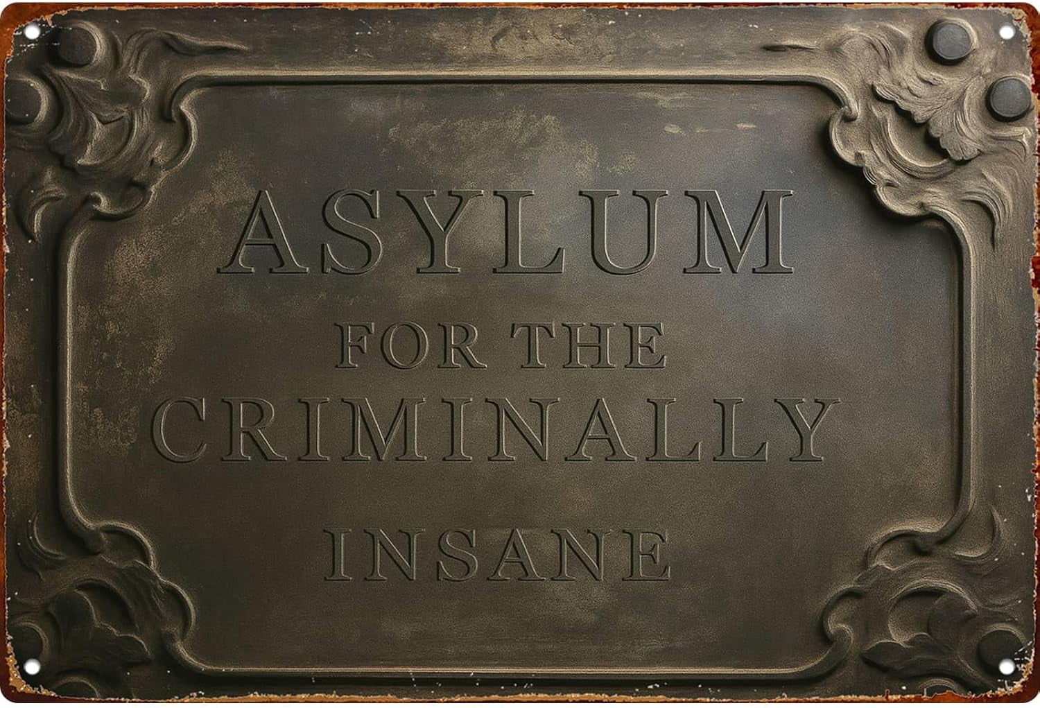 Asylum Criminally Insane Wall Decor Retro Metal Sign Poster for Garage ...