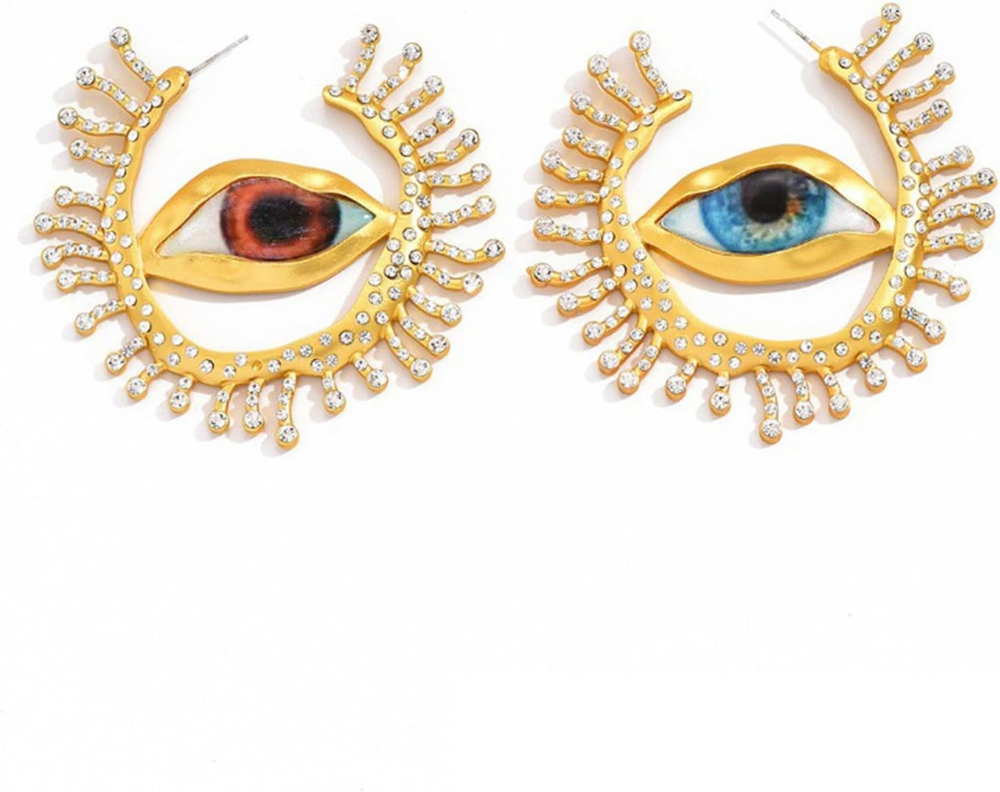 Asymmetrical Alien Pupil Ear Rings Exaggerate Circular Earwear Vintage Blue Eye Ear Pendant Big ...