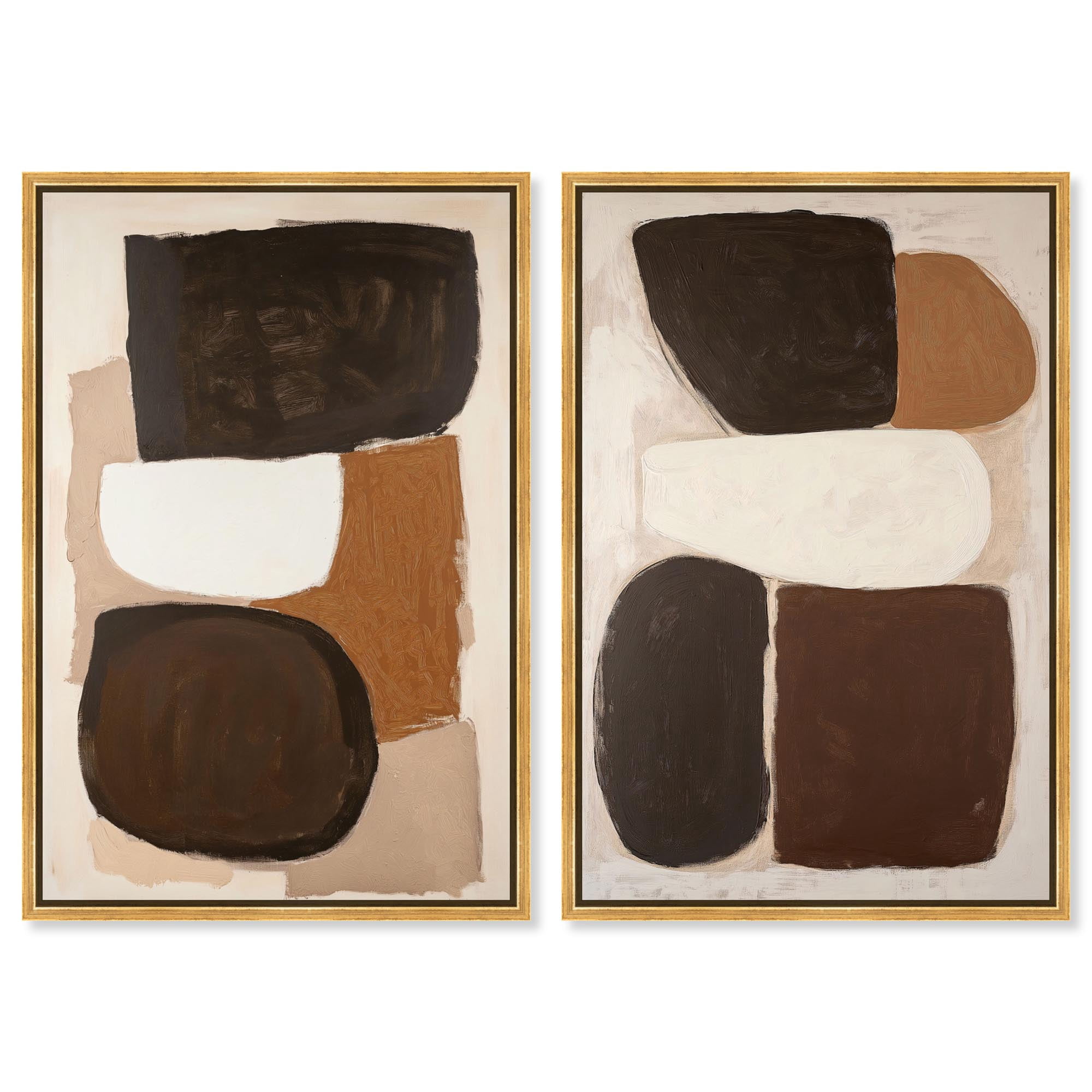 Asymmetrical Balance Set Canvas Print Brown Wall Art Set by Art Remedy ...
