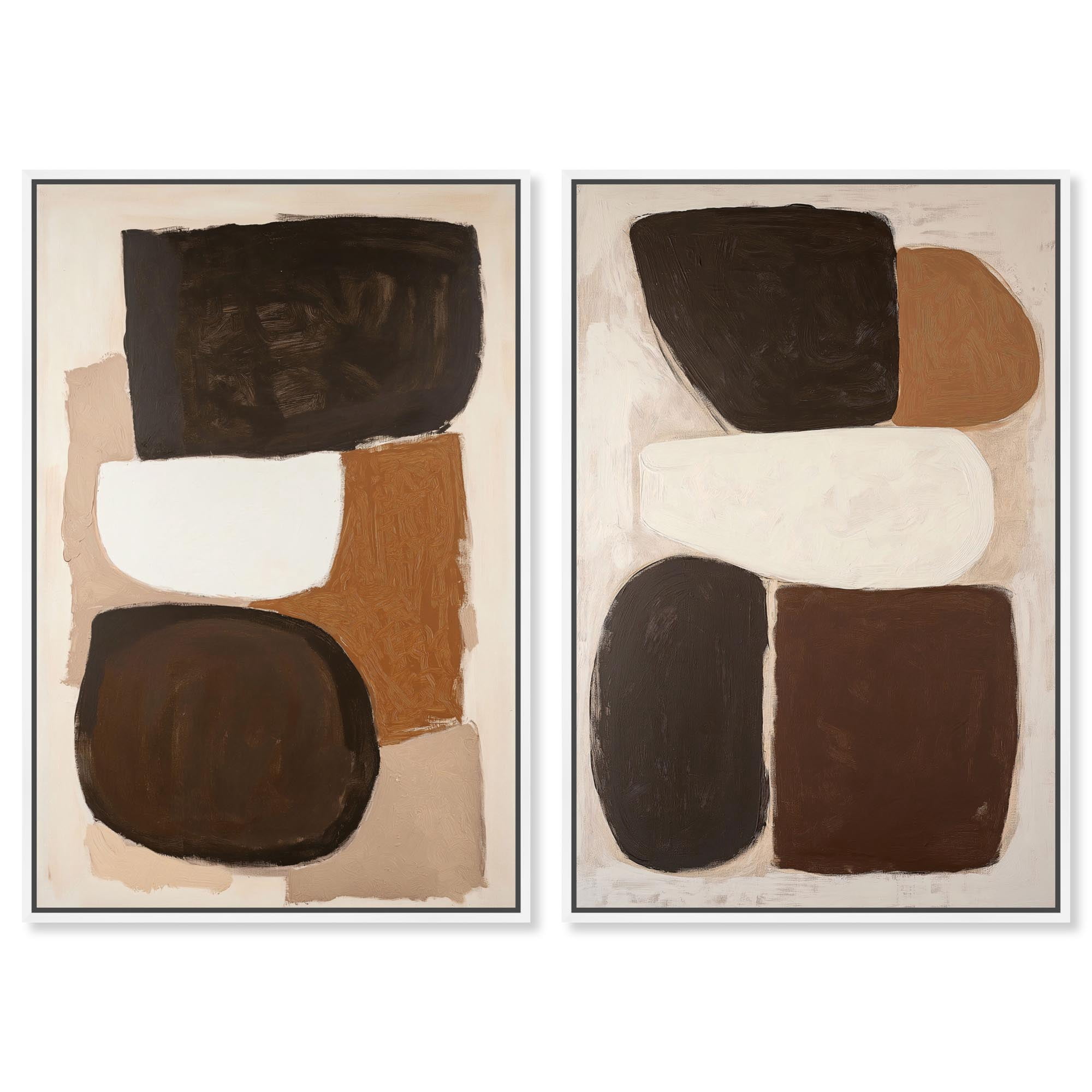 Asymmetrical Balance Set Canvas Print Brown Wall Art Set by Art Remedy ...