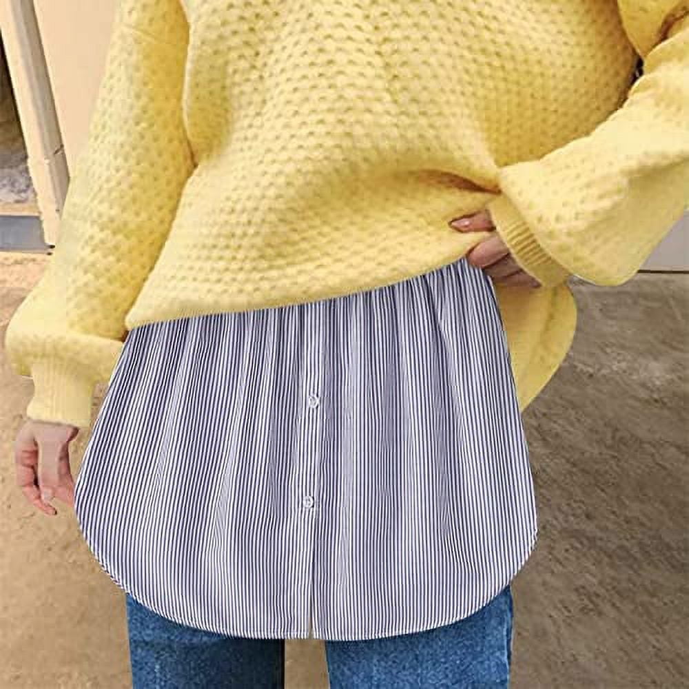 Asymmetrical False Hem for Women, Blue and White Streaks Hundred Casual ...