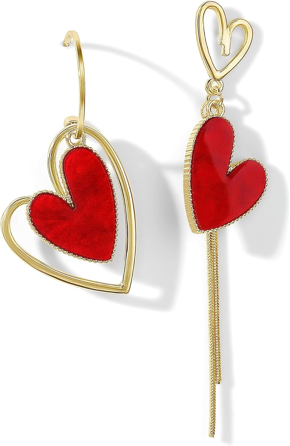 Asymmetrical Heart Earrings Heart Drop Earrings Heart Dangle Earrings ...