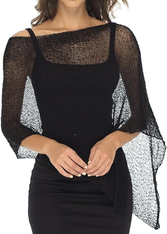 Asymmetrical Knit Poncho-Body-Skimming Knit Poncho That Slims ...