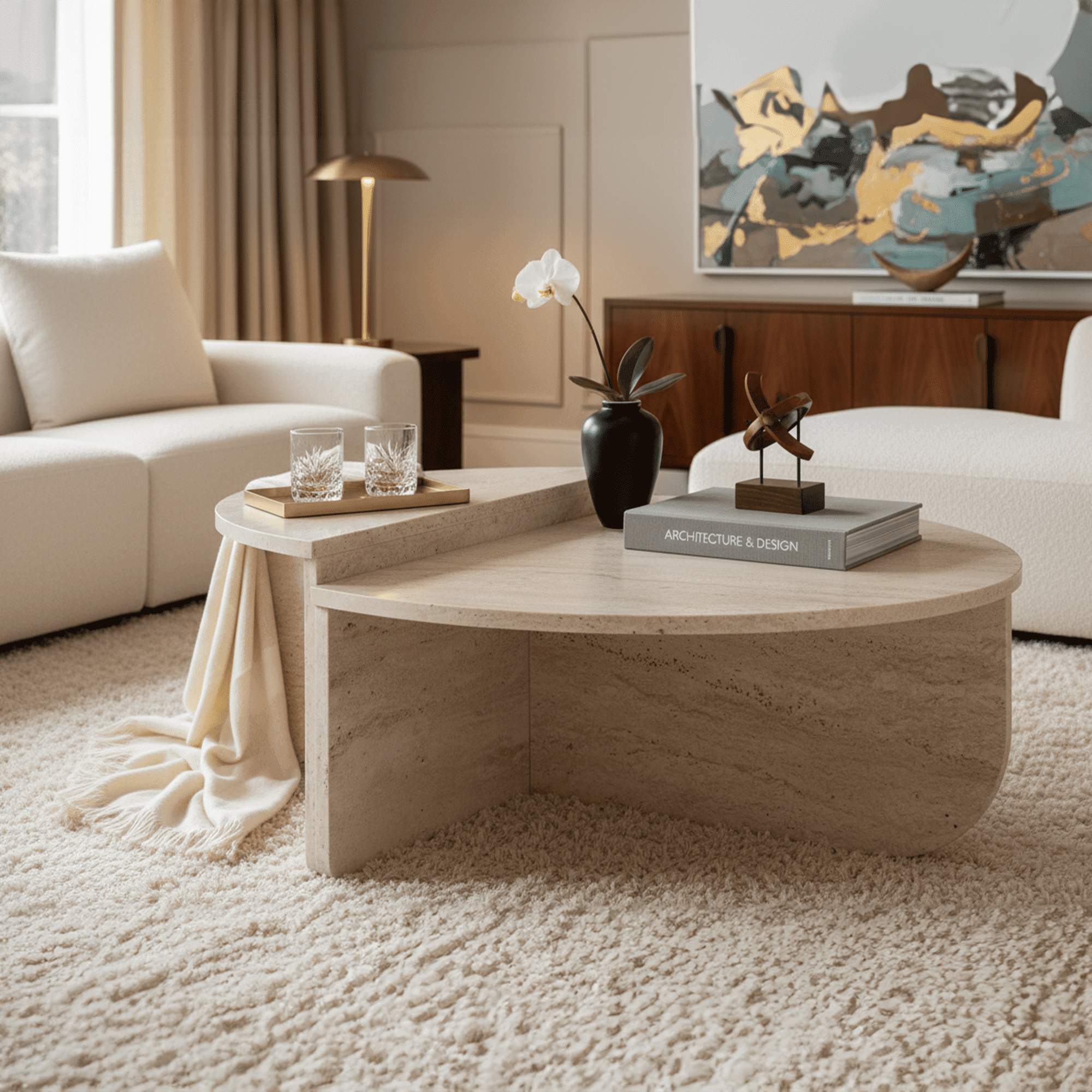 Asymmetrical Modern Coffee Table with Split-Level Design - Walmart.com