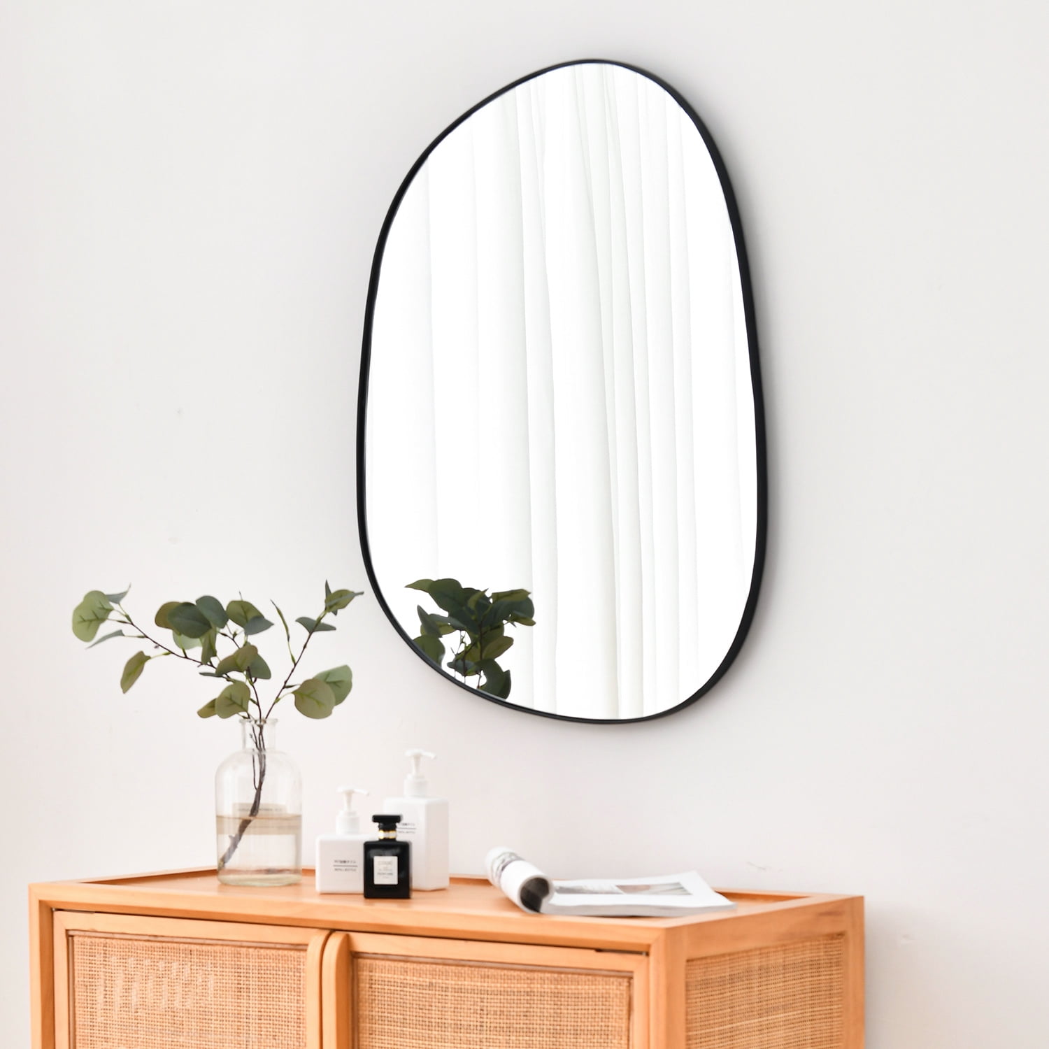 "27""*35"" Asymmetrical Mirror, Modern Black Framed for Home Decor in ...