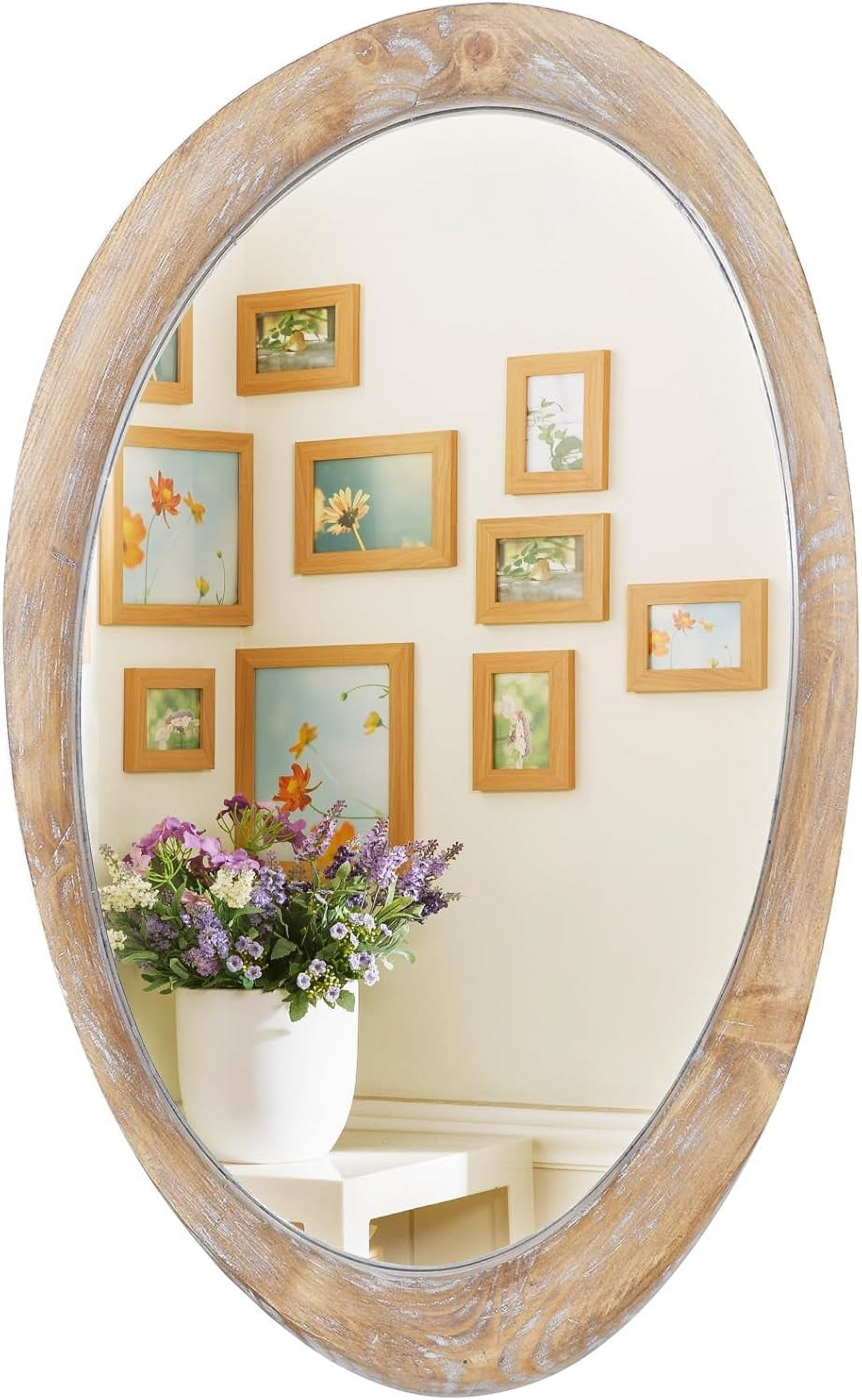 Asymmetrical Wood Frame Wall Mirror, Irregular Shape Modern Vanity ...