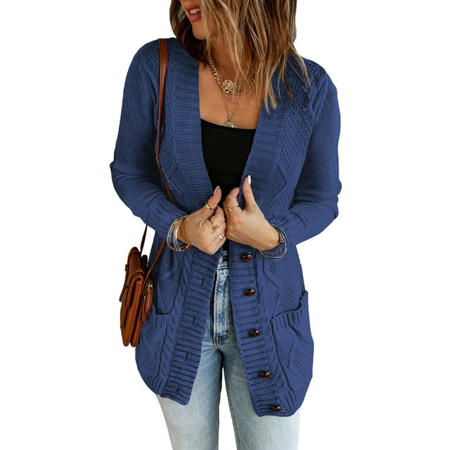 Asyoly Cardigans Women Chunky Knit Cardigan Open Front Knit Cardigan ...