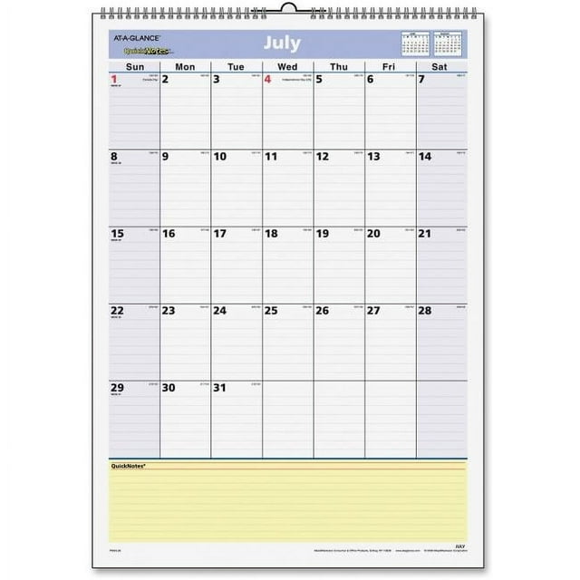 At A Glance 12 x 17 in. Academic Year Monthly Wall Calendar July 2015 ...