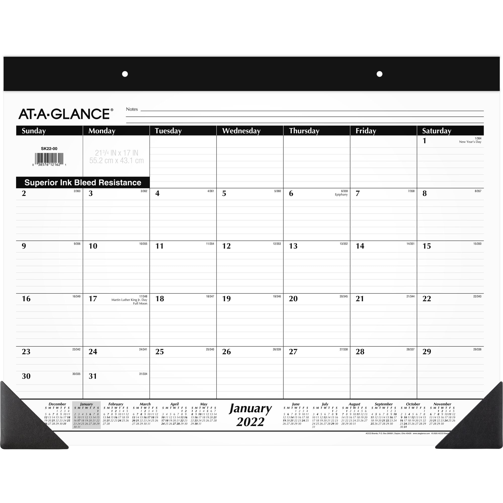 At-A-Glance 2022 Monthly Desk Pad Calendar, Large, 21 3/4" x 17 ...
