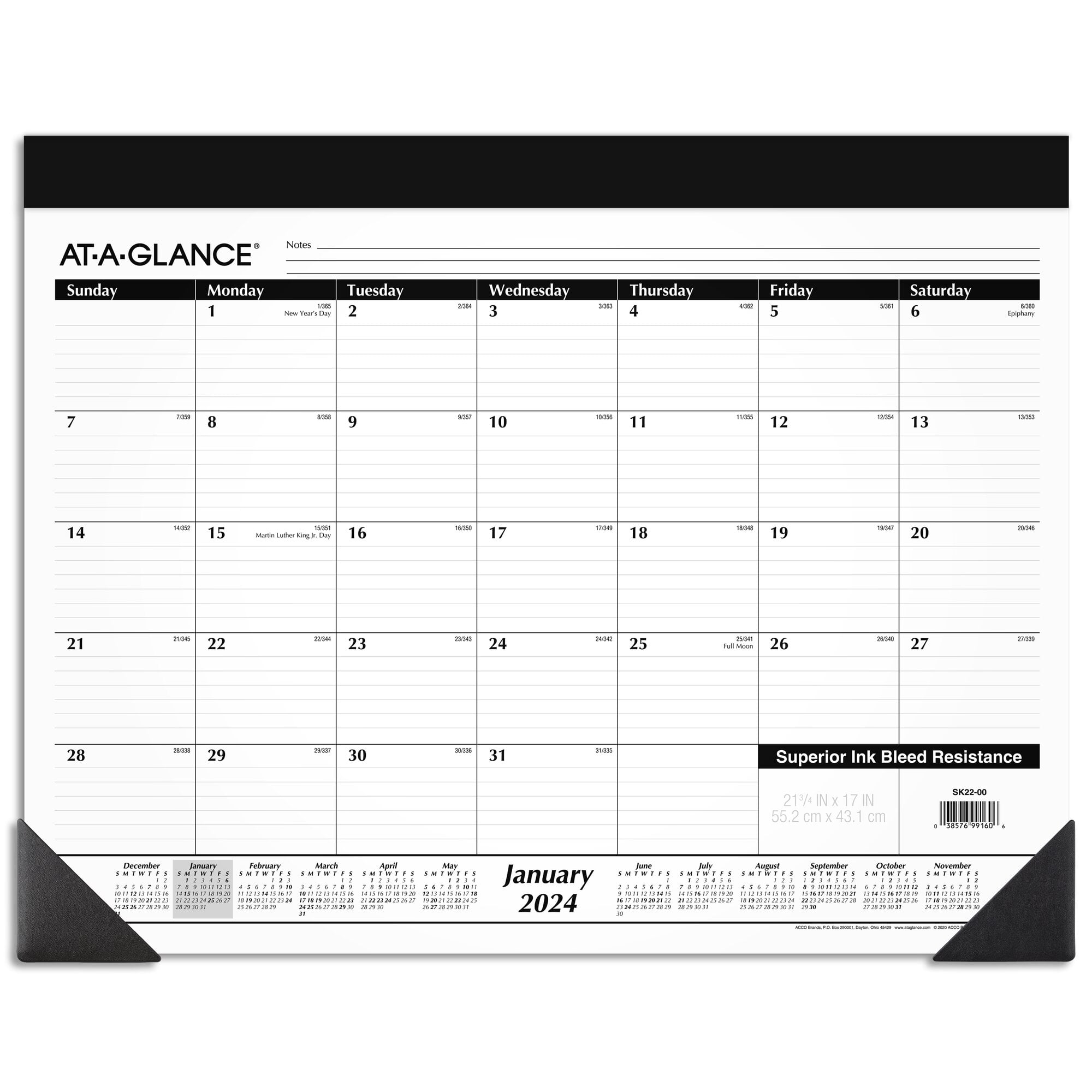 At A Glance 2024 Monthly Desk Pad Calendar Standard 21 3 4 X 17
