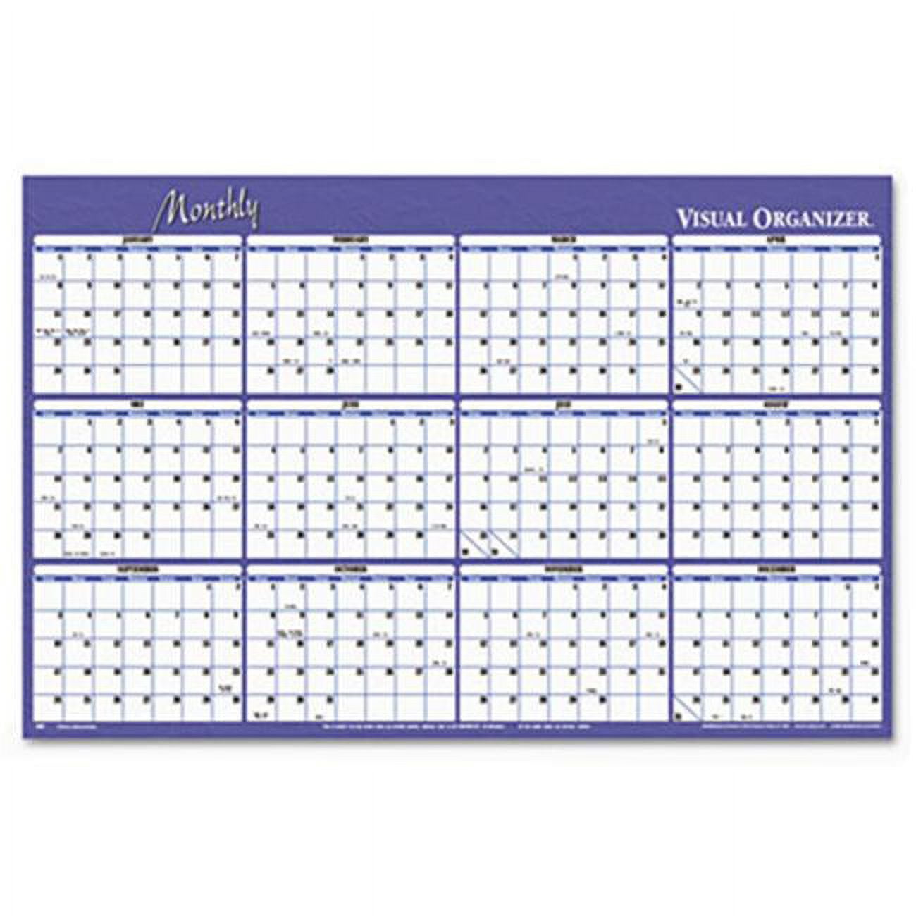 At-A-Glance A152 Write-On/Wipe-Off Horizontal Format Reversible Yearly ...
