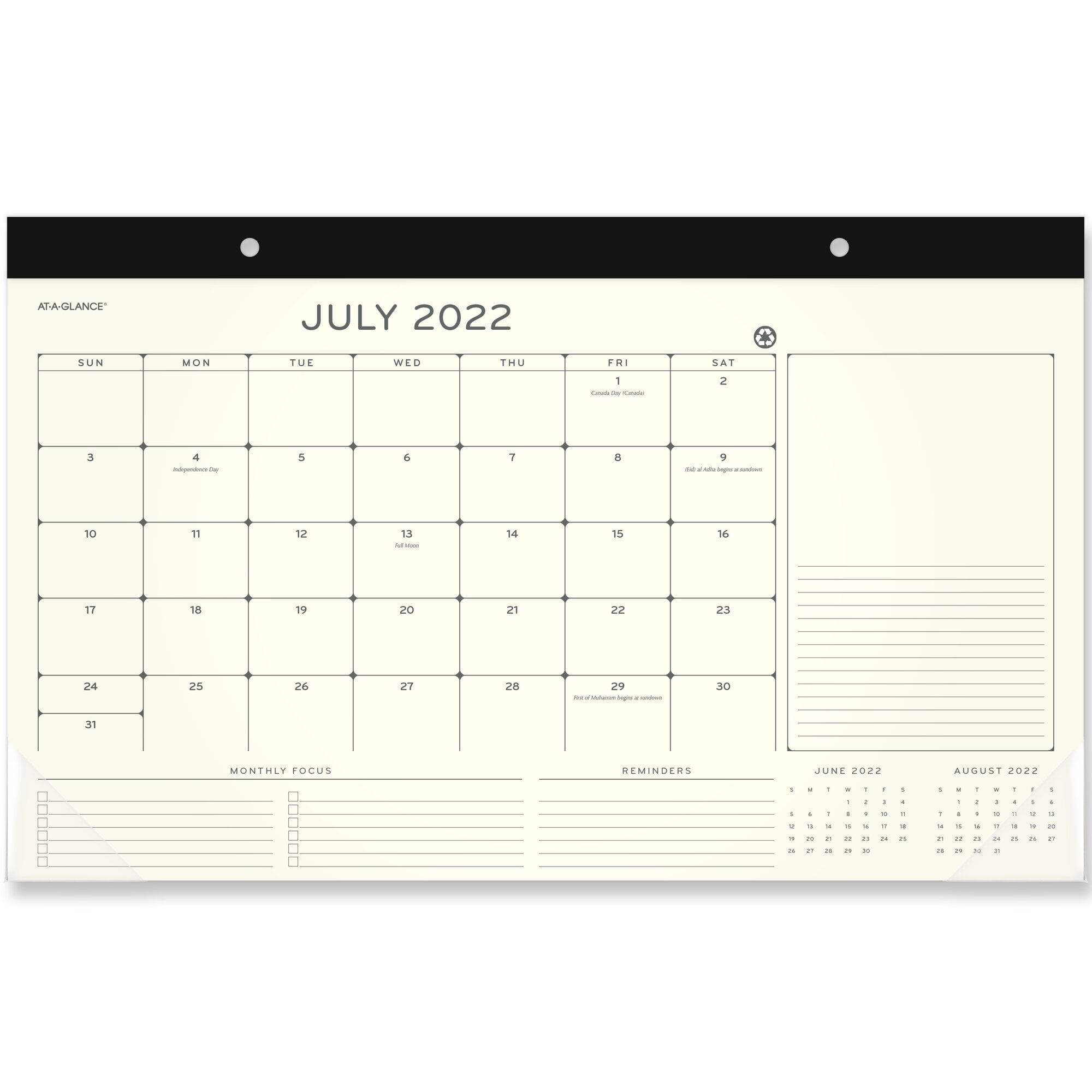 At-A-Glance, AAGAY751R00, Elevation Eco Academic Desk Pad, 1 Each ...