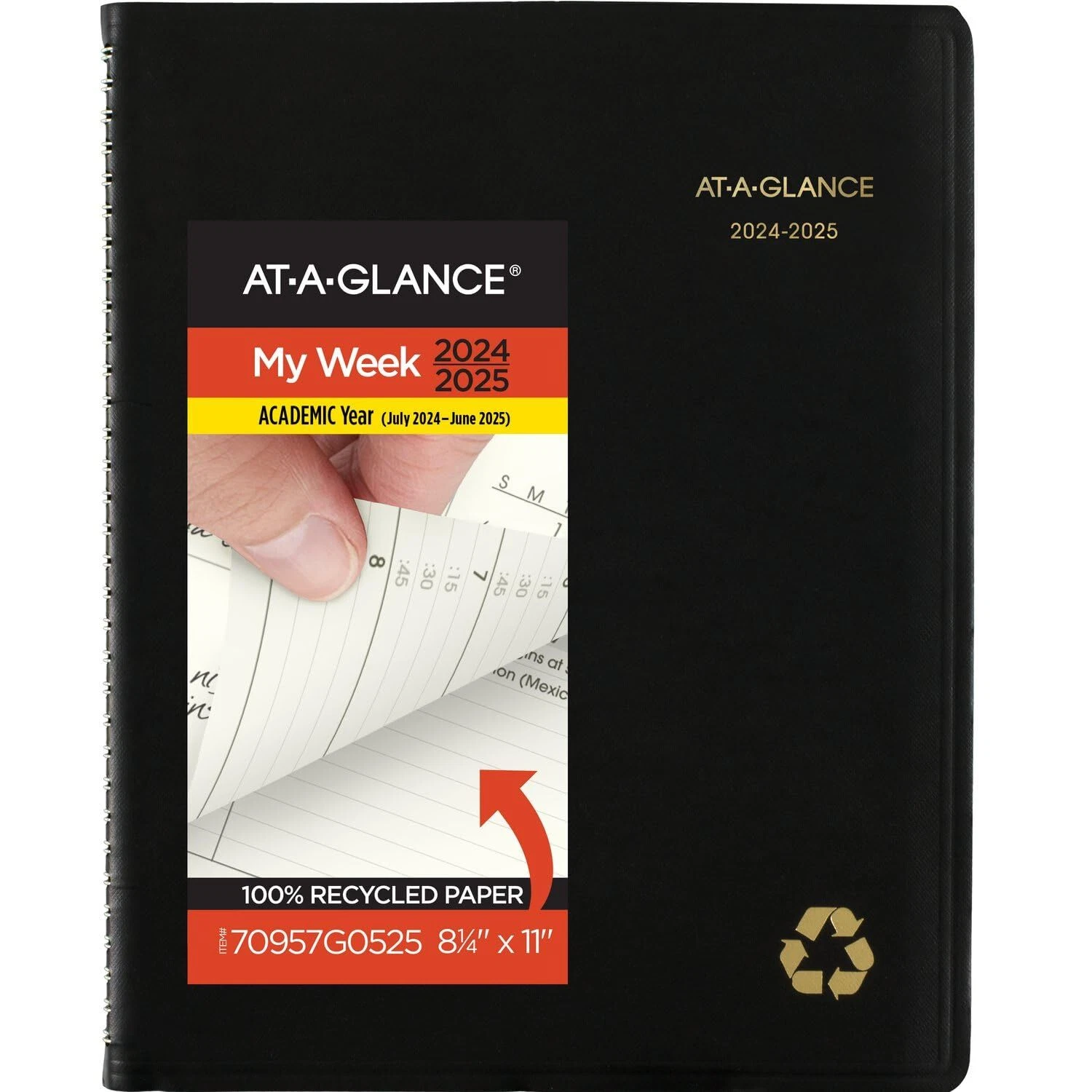 At A Glance Black Academic Planner 2024 2025 Eco Friendly Weekly Monthly Orga... - Walmart.com