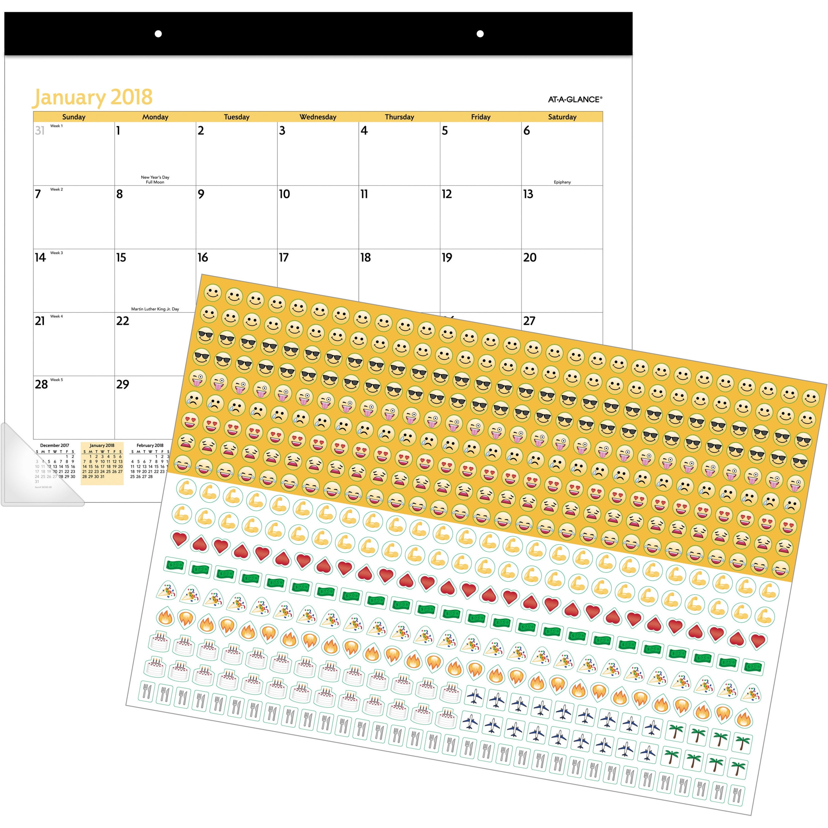 At-A-Glance Emoji Design Monthly Desk Pad - Walmart.com