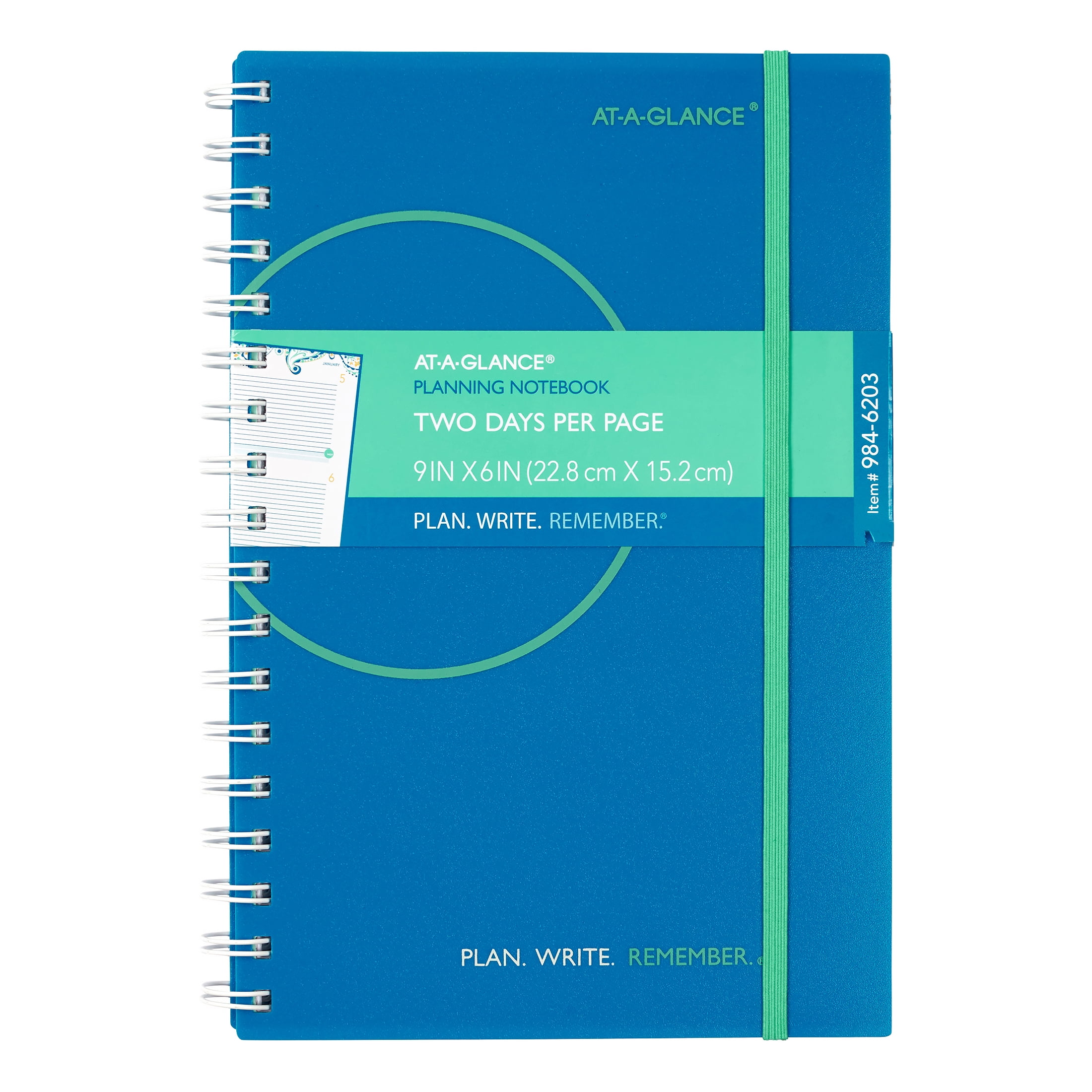 At-A-Glance Paisley Planning Notebook, Two Days Per Page, Blue, 6 x 9 ...