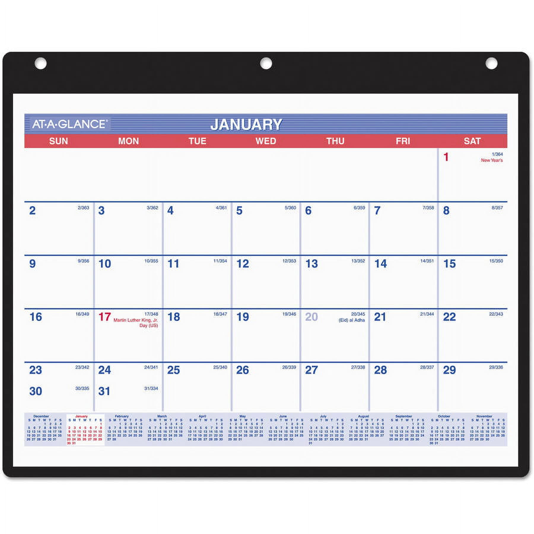 At-A-Glance Products B1250140 Monthly Desk & Wall Calendar with Plastic ...