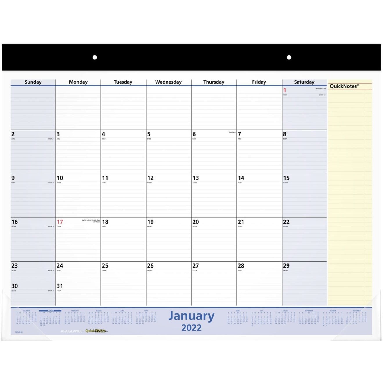 At-A-Glance QuickNotes Monthly Desk Pad Calendar, Large, 22" x 17 ...