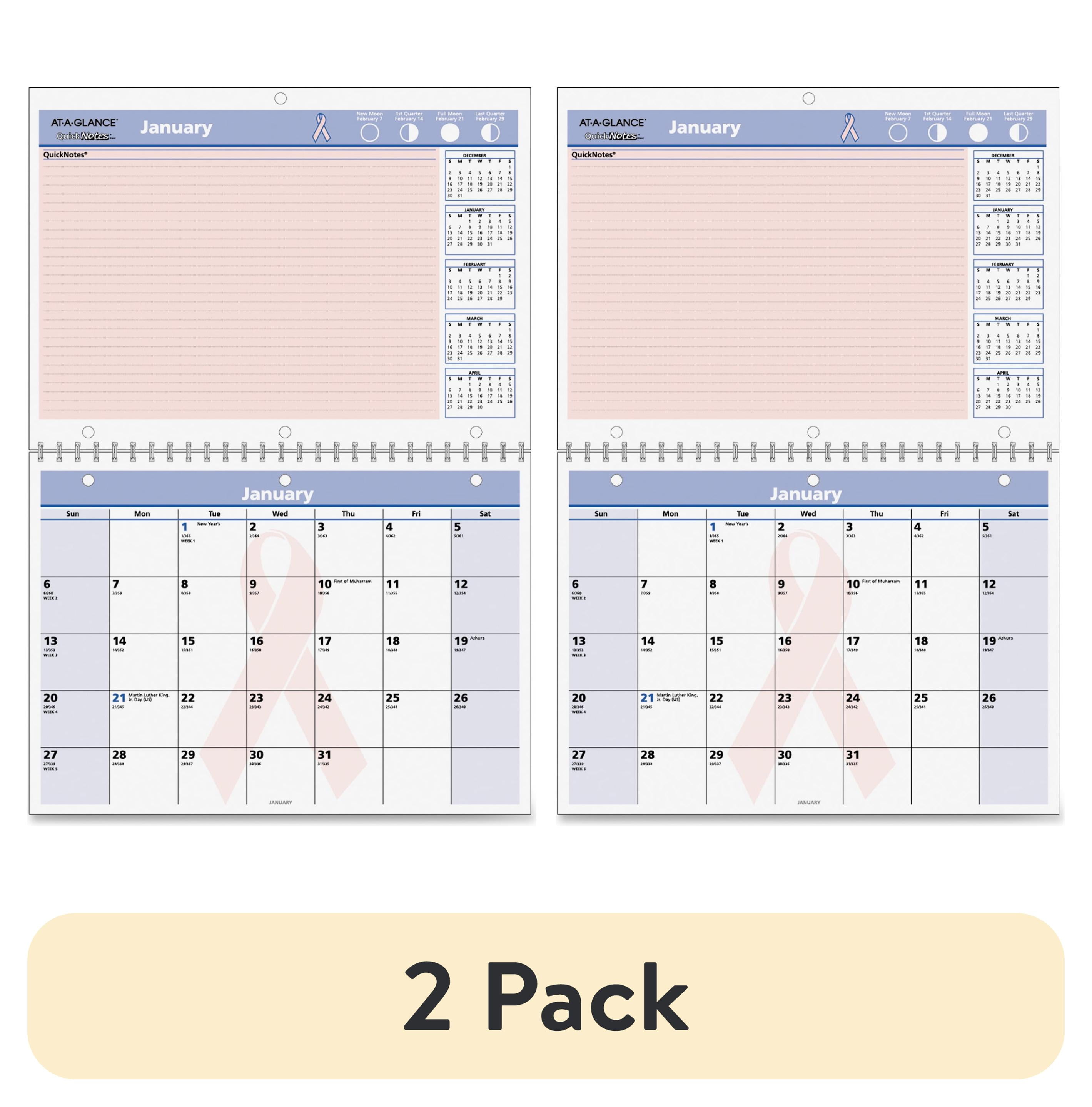 (2 pack) At-A-Glance QuickNotes Special Edition Monthly Wall Calendar ...