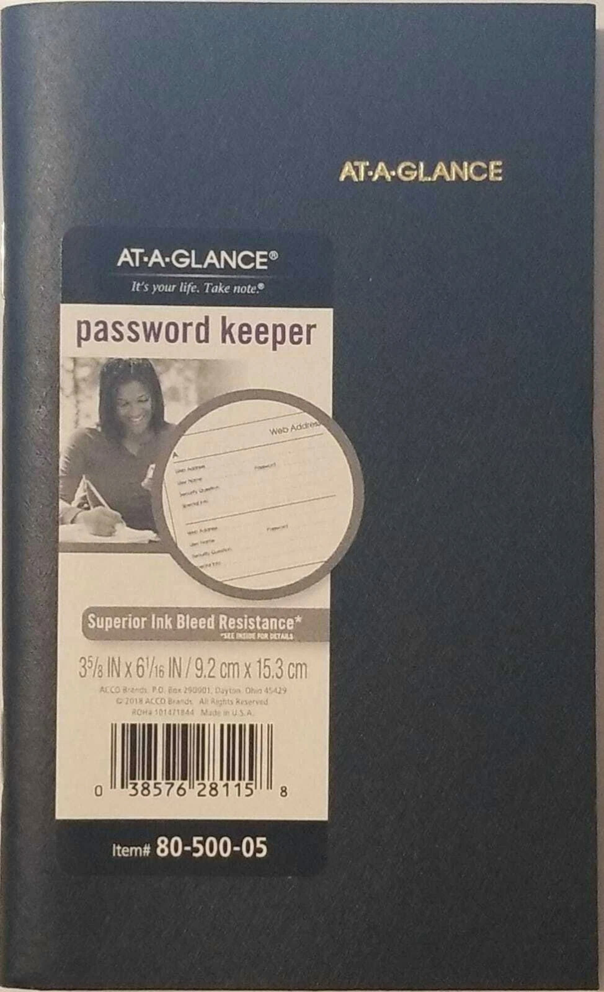 At-A-Glance Undated Website Address Book And Password Keeper, Black (80 ...