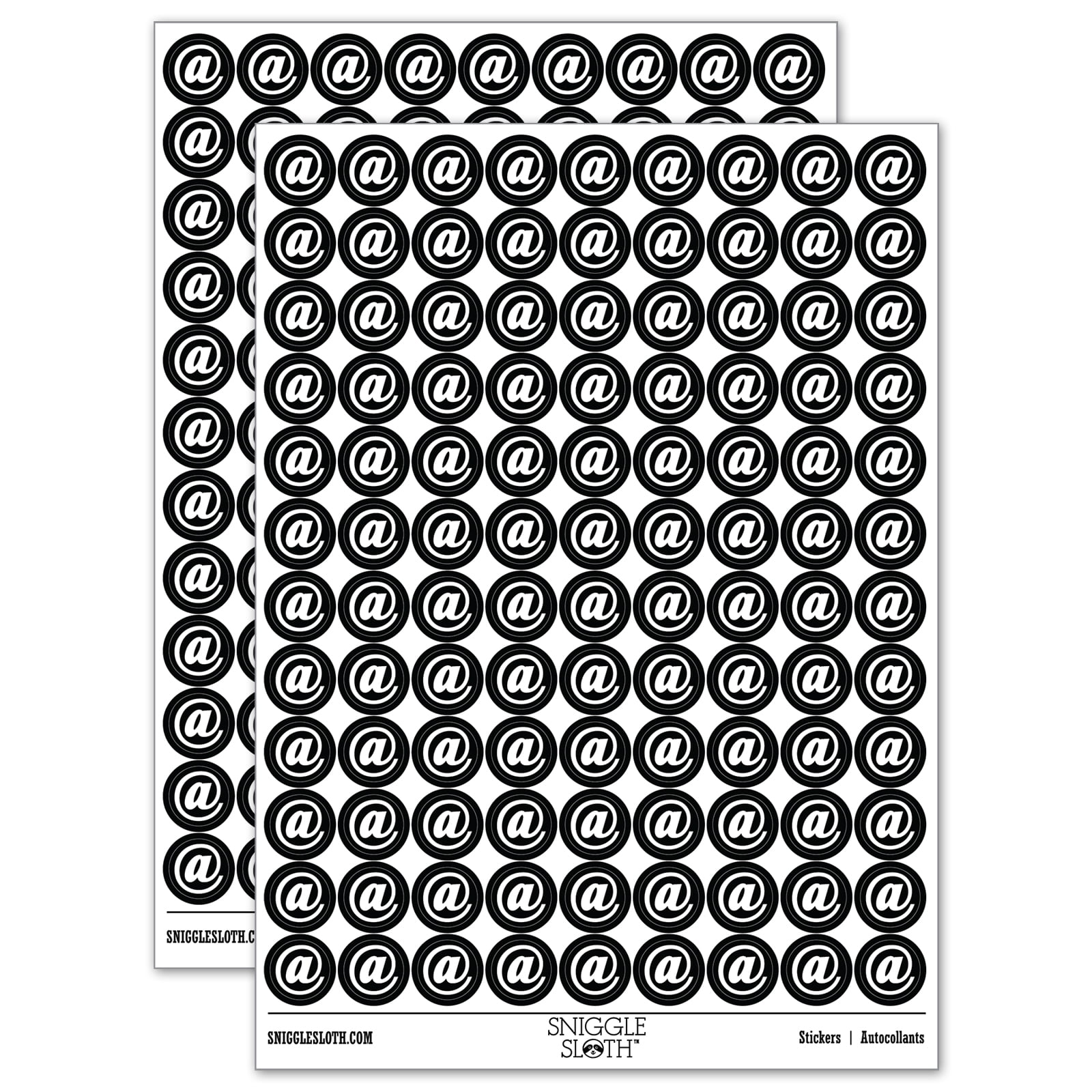 At Email Symbol 200+ Round Stickers - Black - Matte Finish - 0.50" Size ...