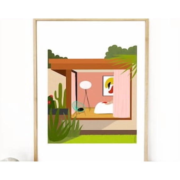 At Home Print House Poster Mid Century House Print 50S Architecture ...