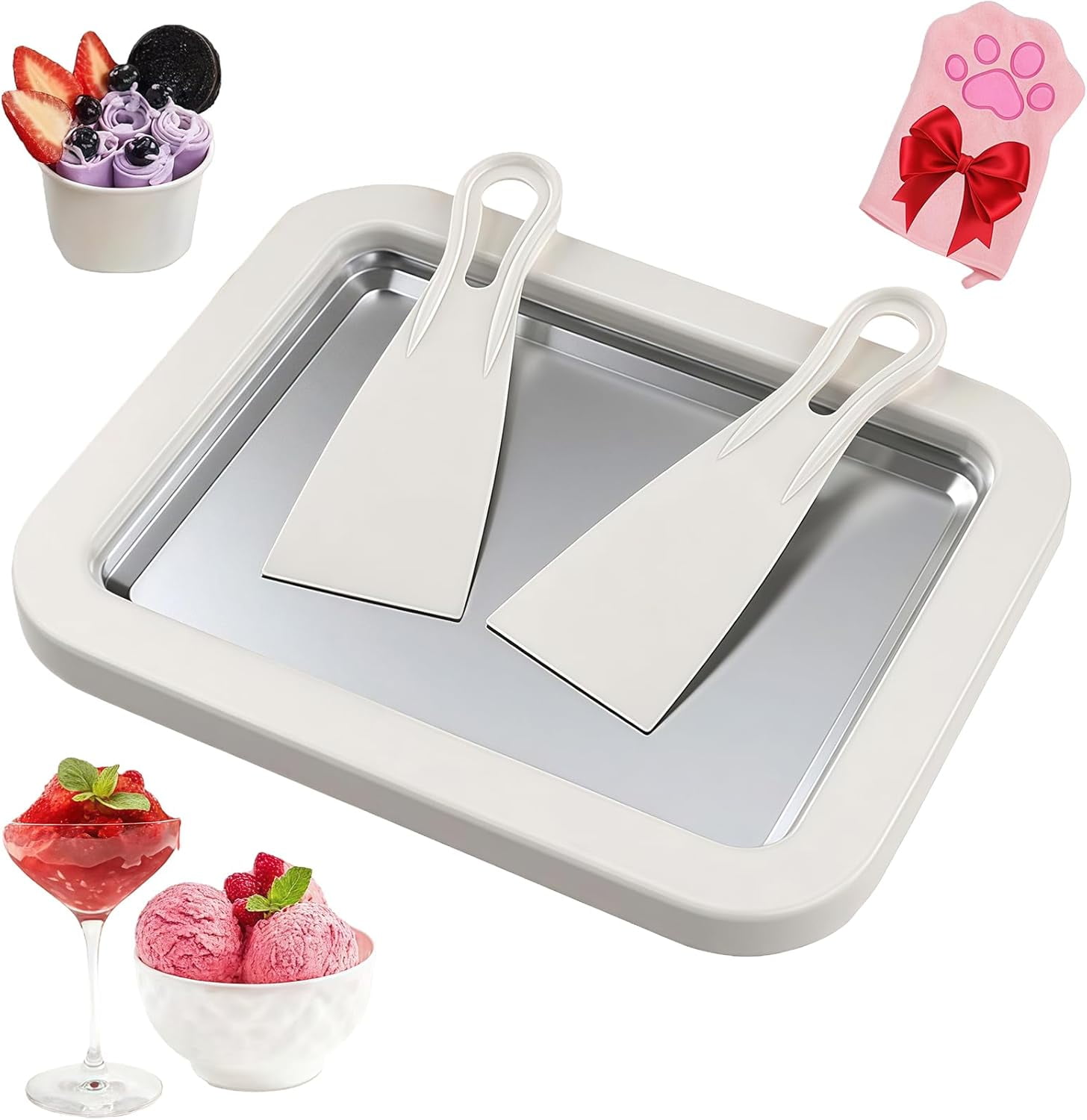 At-Home Rolled Ice Cream Maker Kit, At-Home Instant Freeze Plate with 2 ...