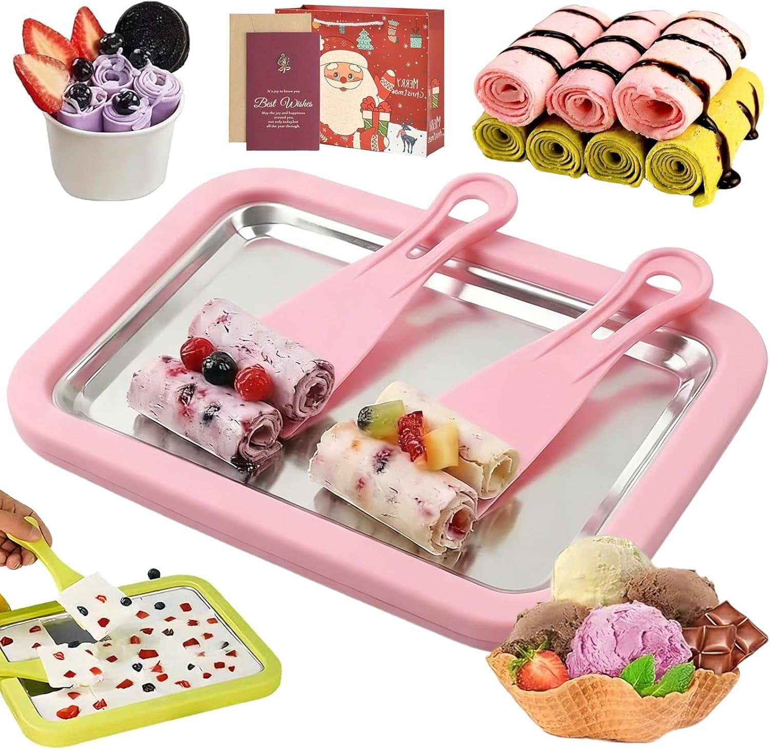 At-Home Rolled Ice Cream Maker Kit, DIY Rolled Ice Cream Tray, Two ...