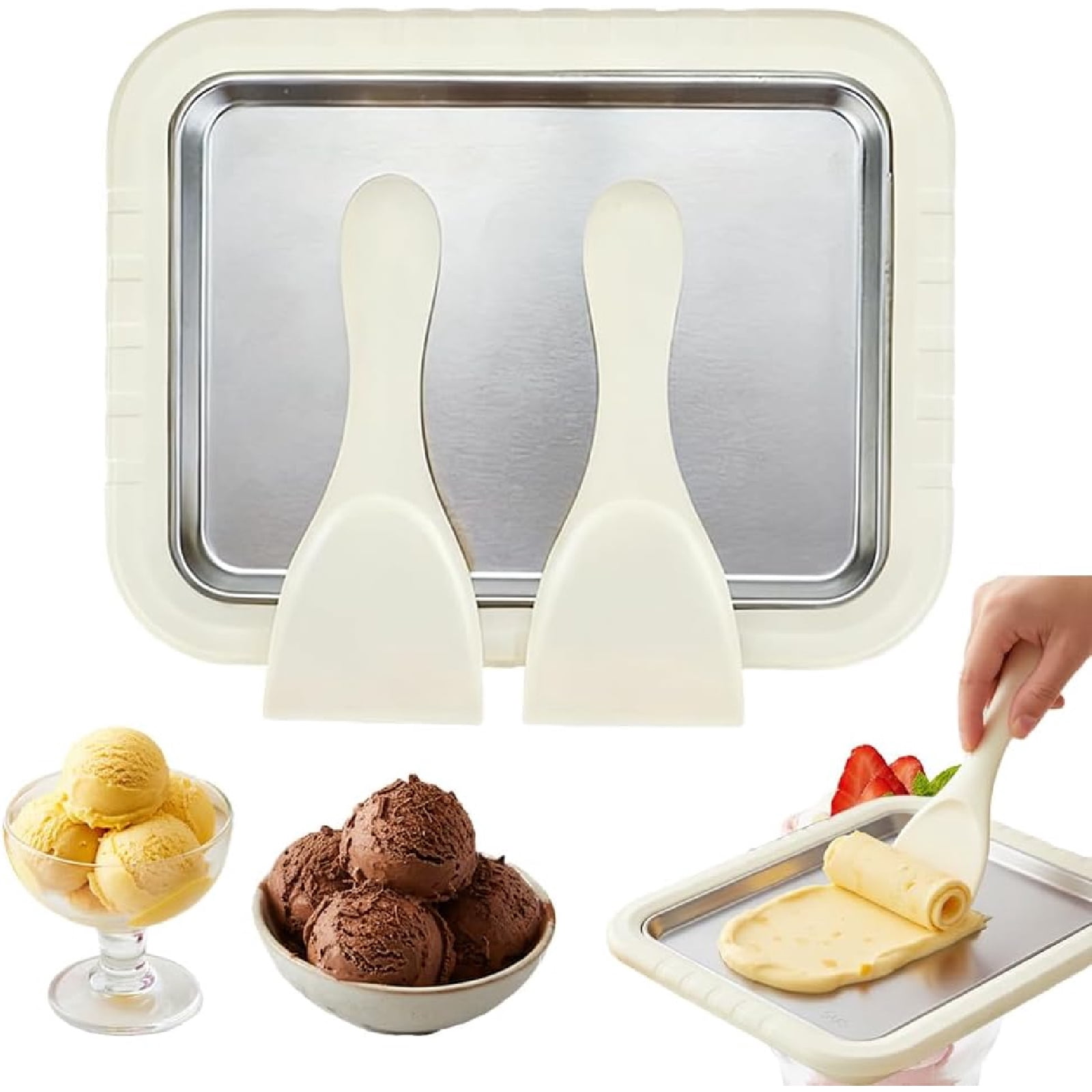 At-Home Rolled Ice Cream Maker Kit, DIY Rolled Ice Cream tray, Yogurt ...