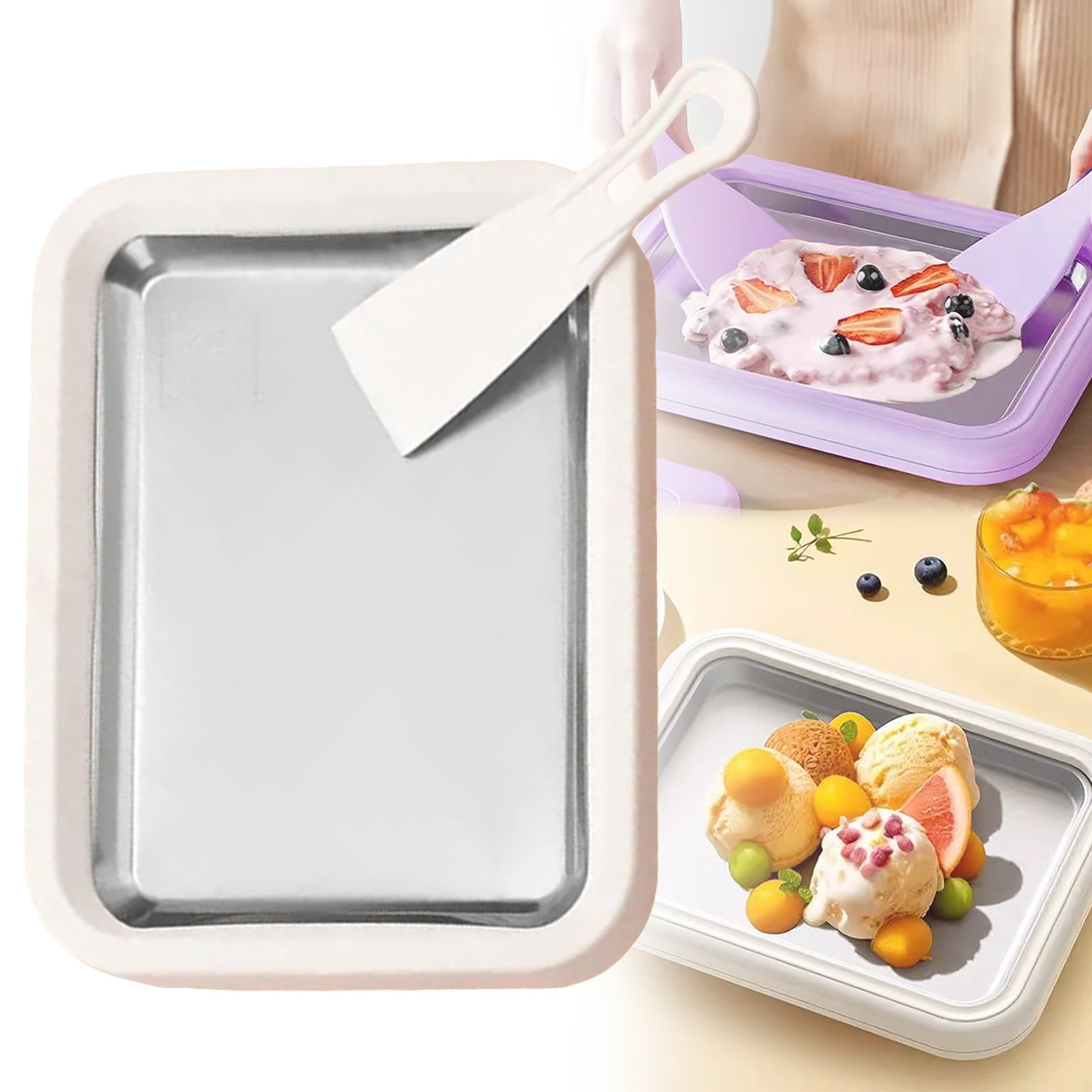 At-Home Rolled Ice Cream Maker Kit, Instant Freeze Plate with 1 ...