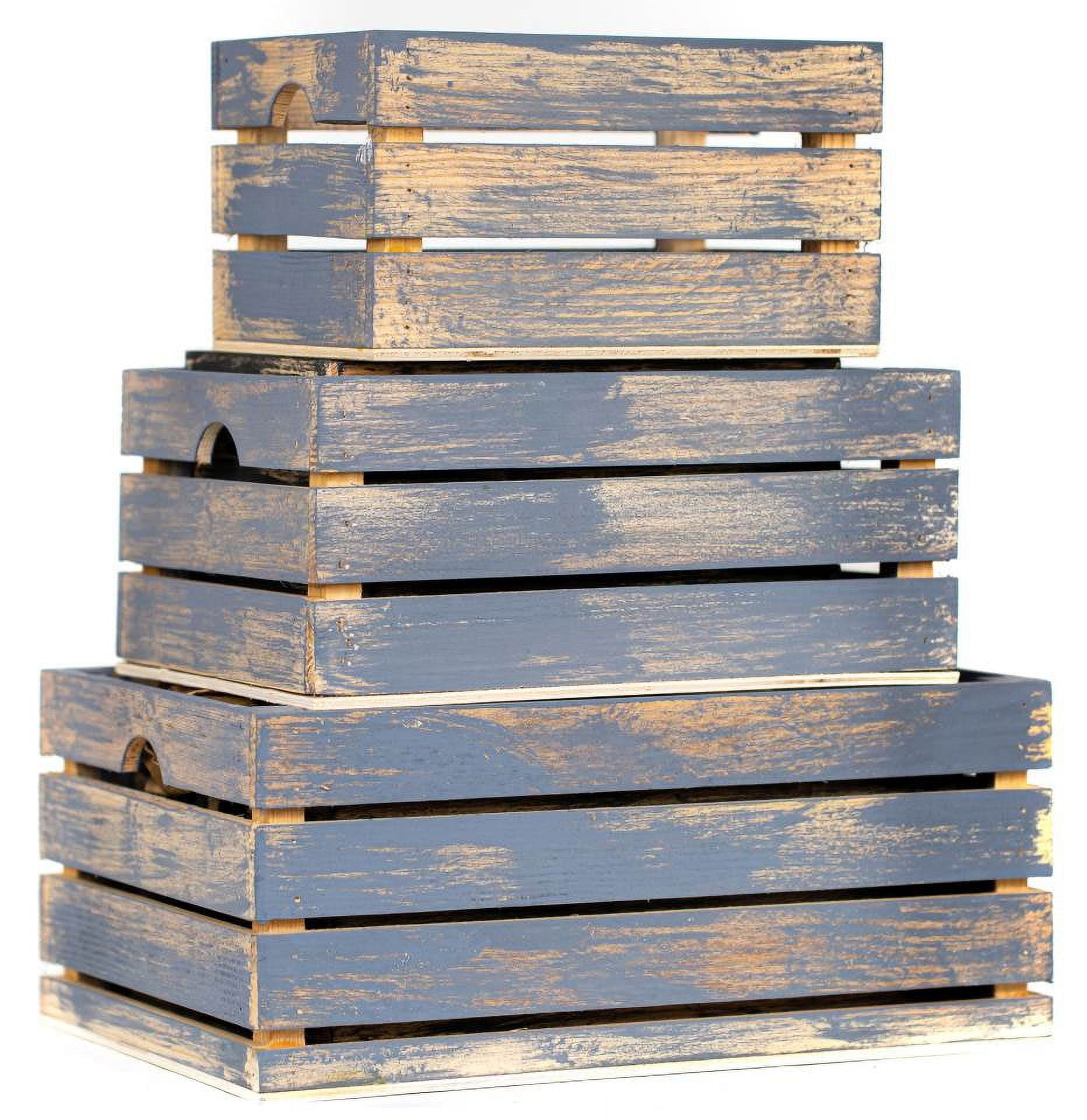 At Home on Main Rustic Decorative Wood Crates (Set of 3) - Grey and ...