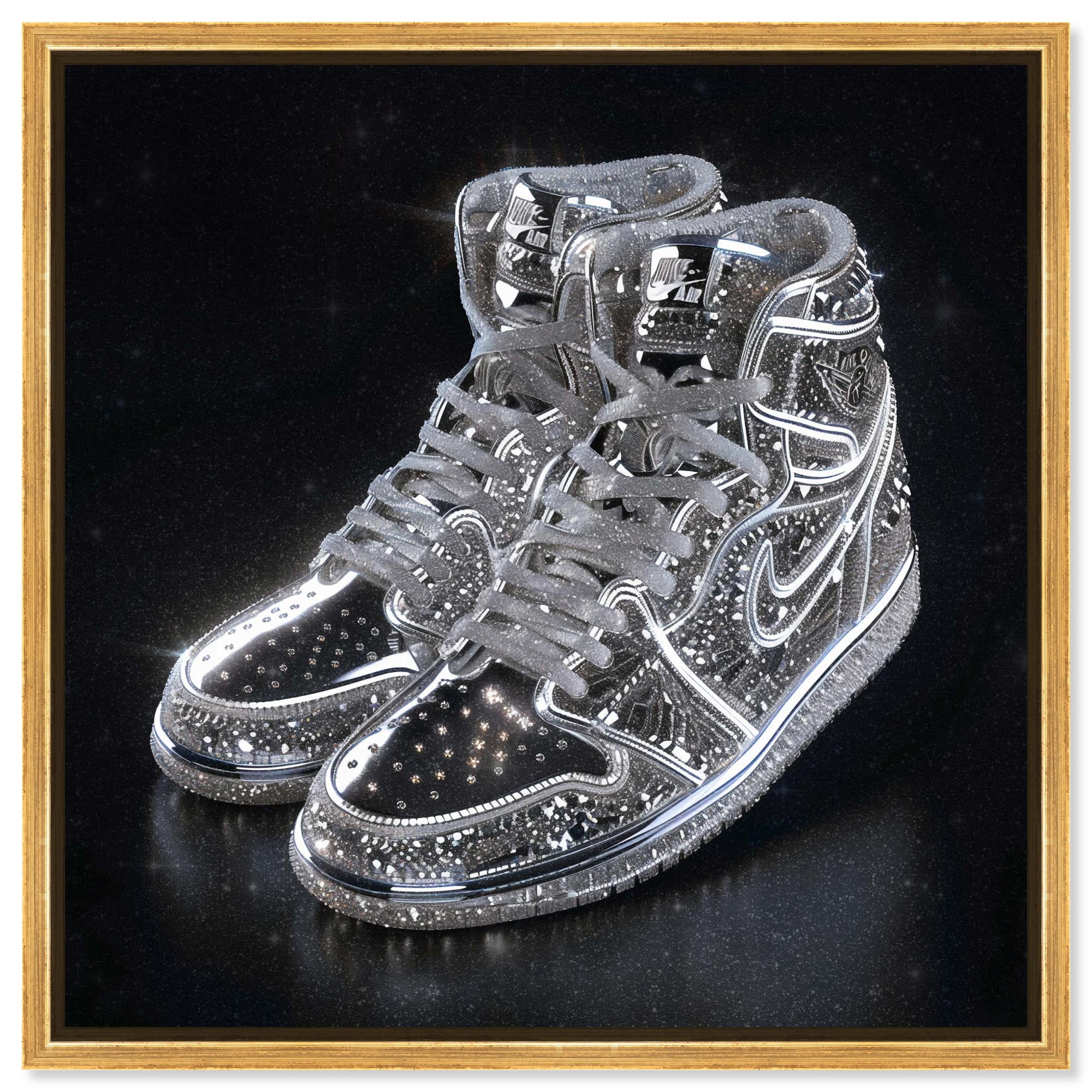 At Night Sparkling Sneakers Canvas Sneaker Head Prints by Art Remedy ...