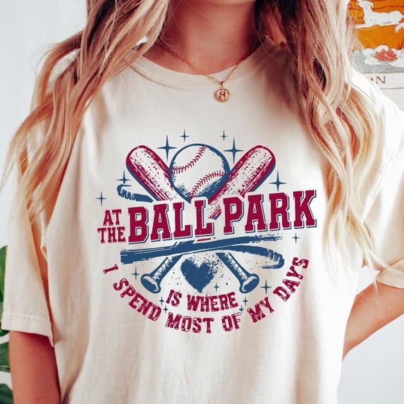 At The Ballpark Is Where I Spend Most of My Days Shirt Retro Baseball ...