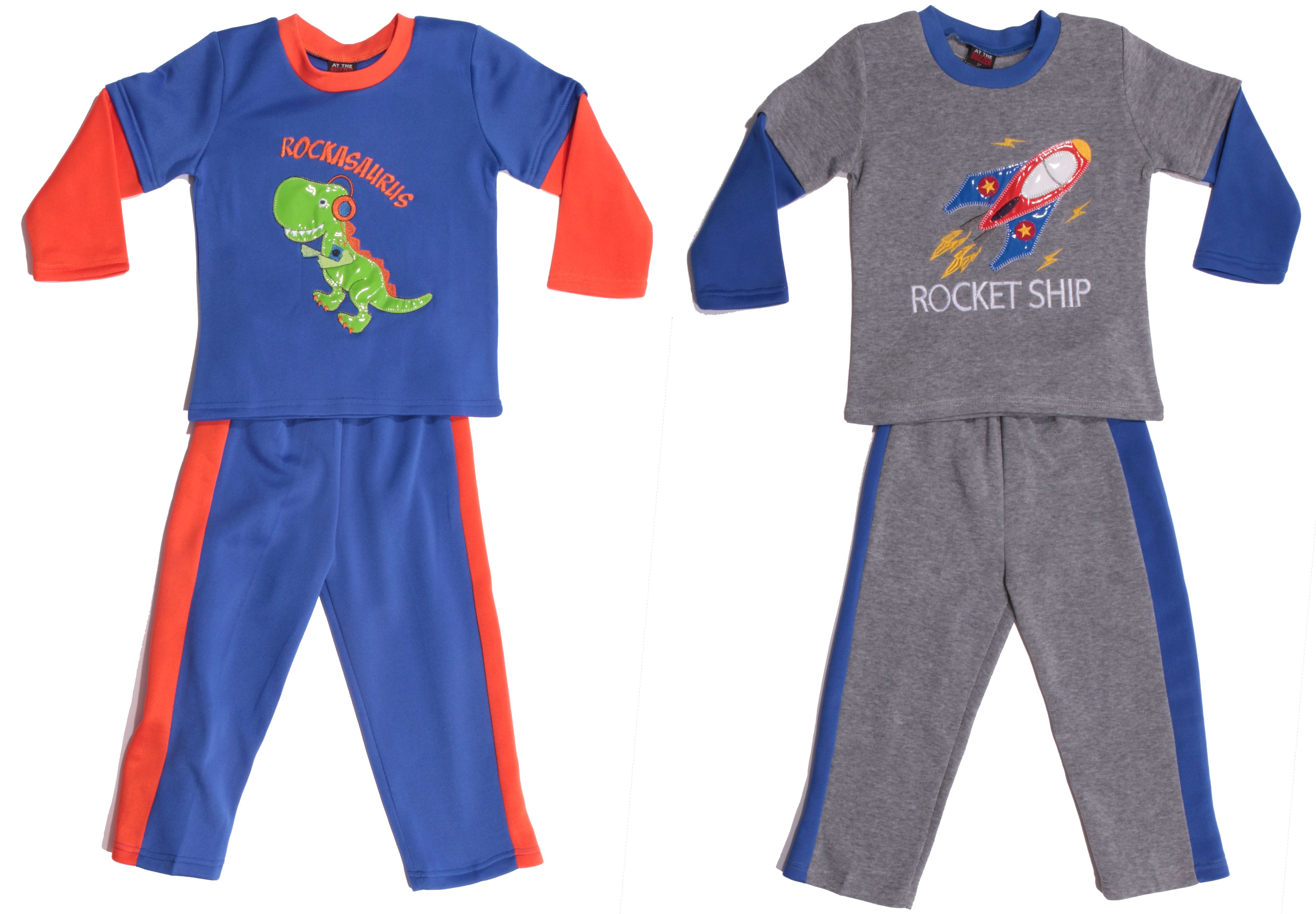 At The Buzzer Boys Two Piece Fleece Set (Pack of 2) (Blue - Dinosaur ...